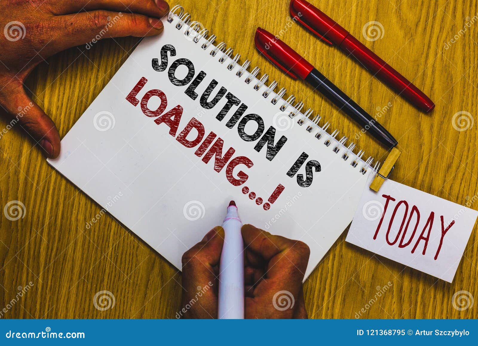 Writing Note Showing Solution is Loading... Stock Image - Image of ...