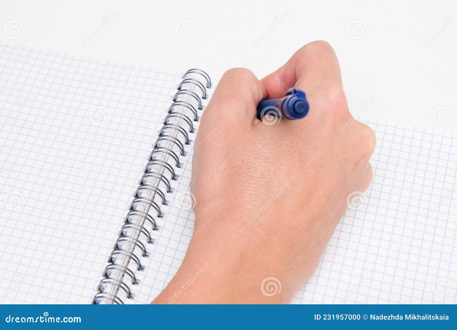 Writing Notes or Planning a Schedule on Blank Spiral Notebook, Hand ...