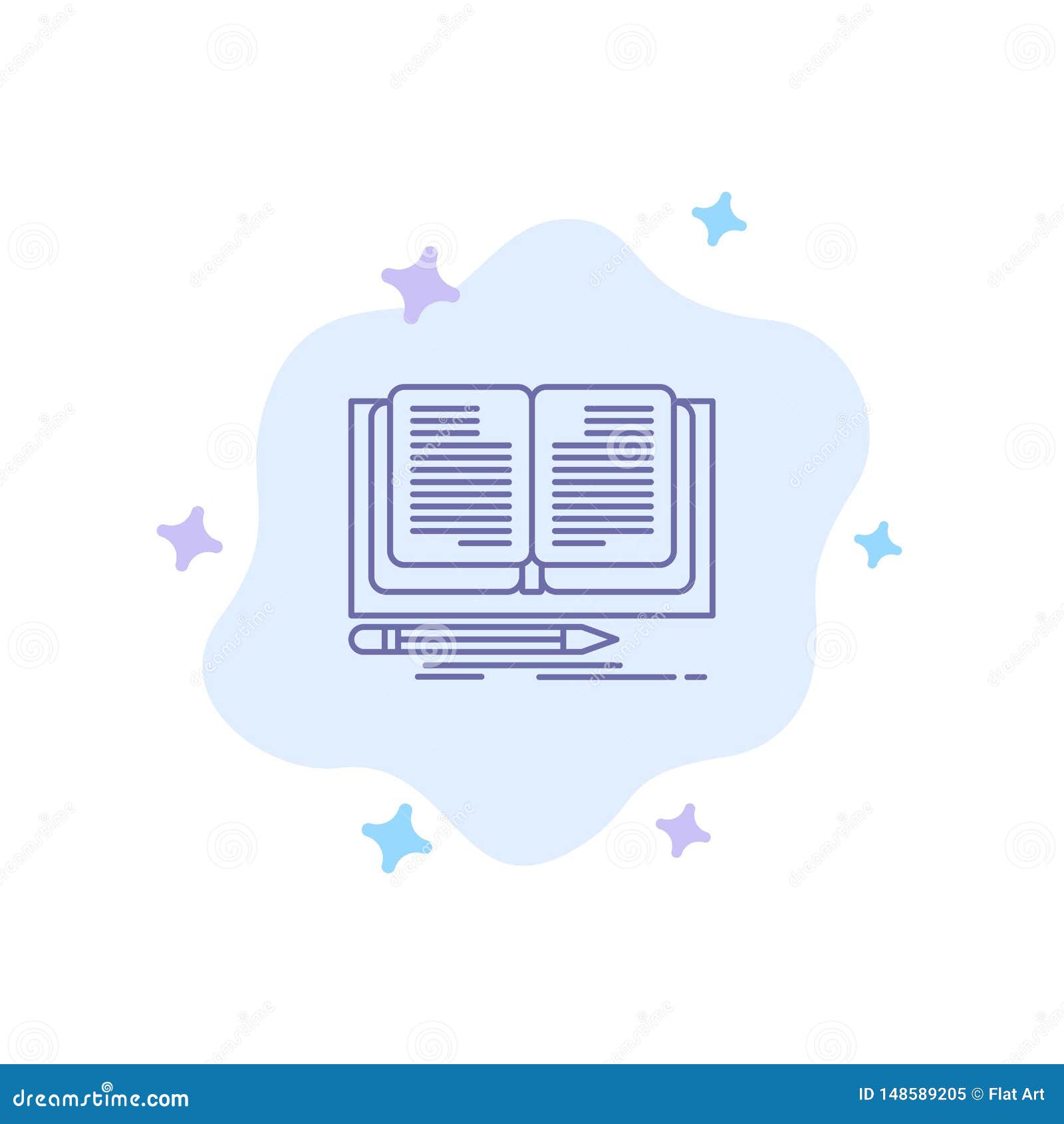 Writing, Novel, Book, Story Blue Icon on Abstract Cloud Background ...