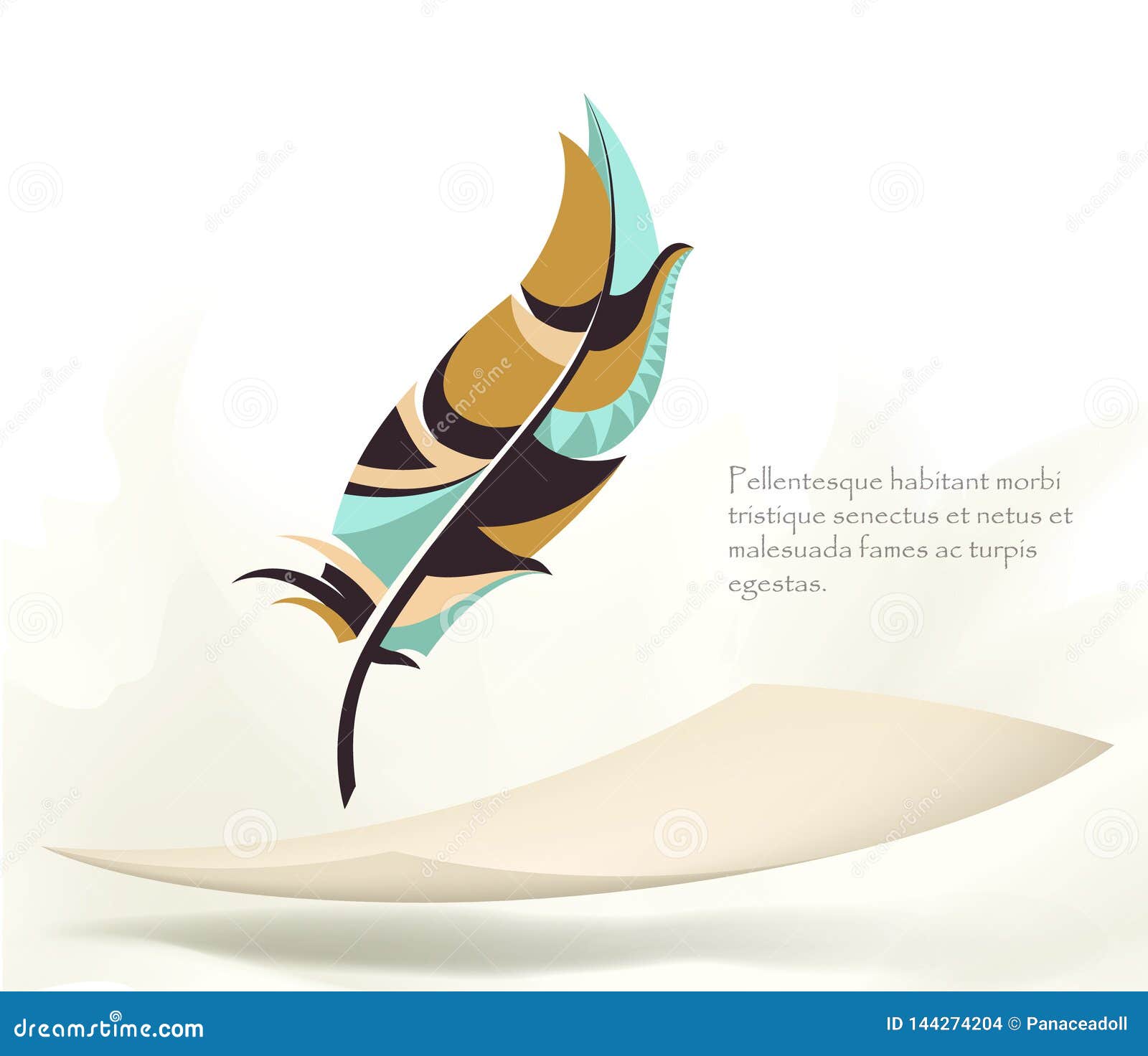 Writing Old Colorful Feather with Flying Paper Stock Illustration ...