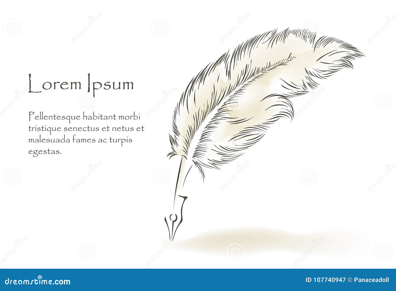 Writing Old Feather Paint with Text Stock Illustration - Illustration ...