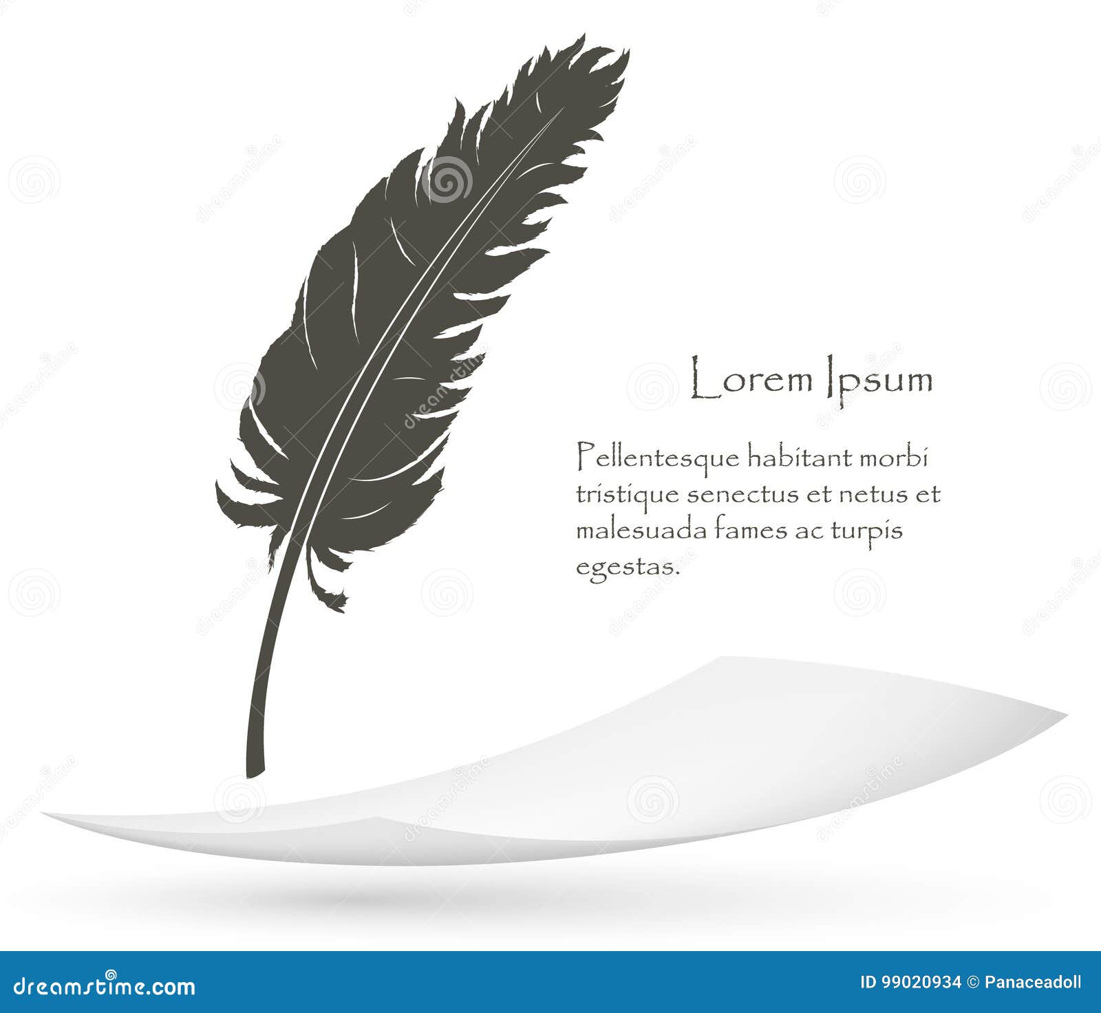 Writing Old Feather with Paper Stock Vector - Illustration of isolated ...