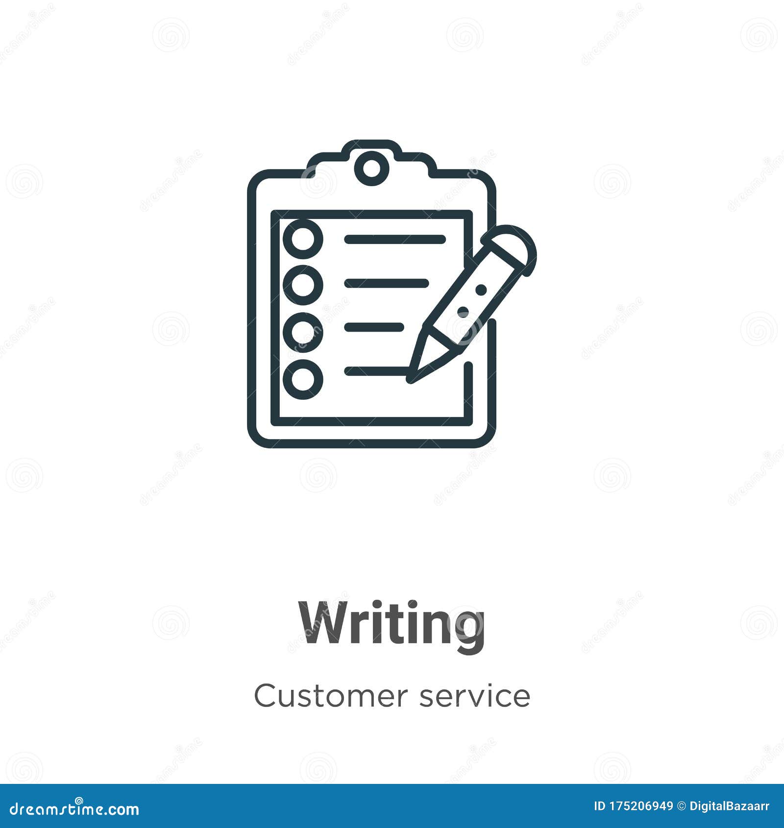 Writing Outline Vector Icon. Thin Line Black Writing Icon, Flat Vector ...