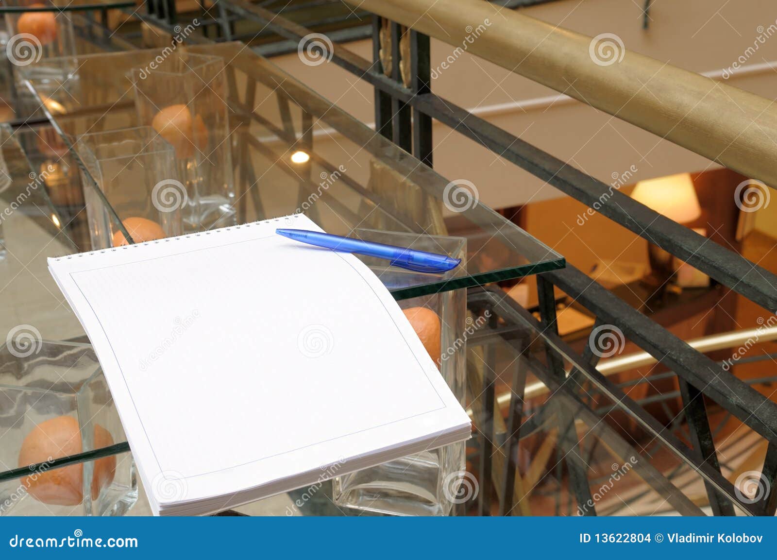 Writing pad with pen. stock photo. Image of foreground - 13622804