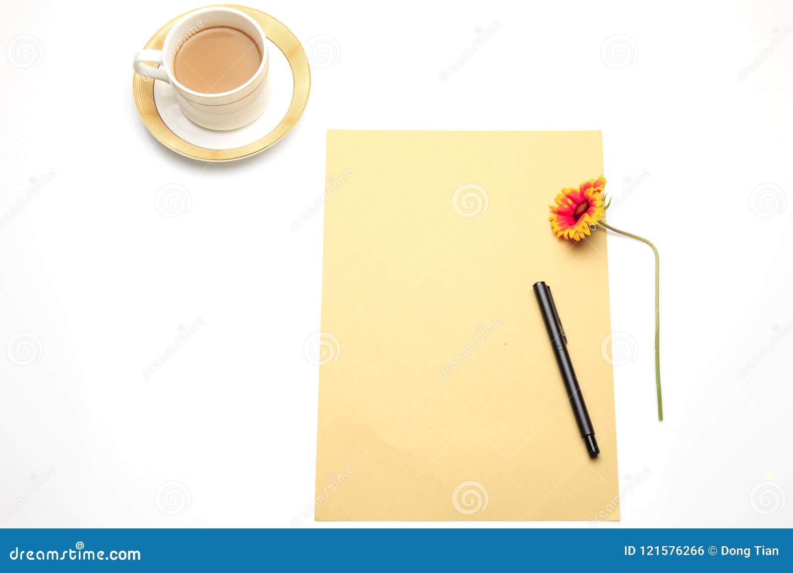 The Writing Paper on the Table Stock Photo - Image of coffee, table ...