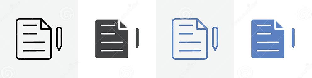 Writing Paper Icon Vector Set Use for Web Ui or App Stock Vector ...