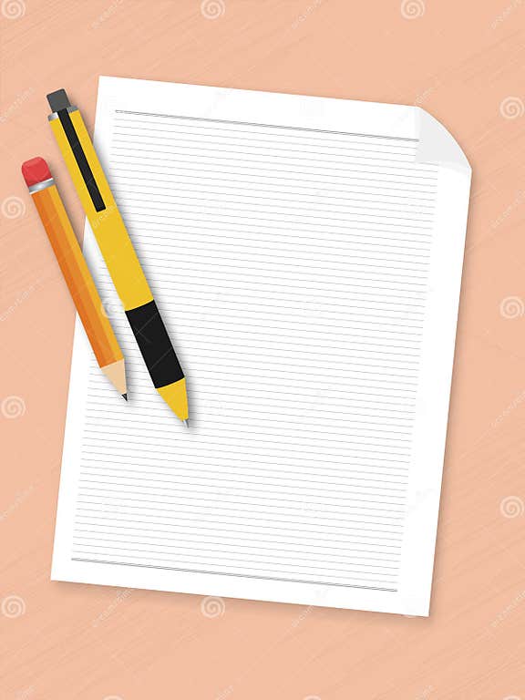 Writing paper and pencil stock vector. Illustration of paper - 308246777