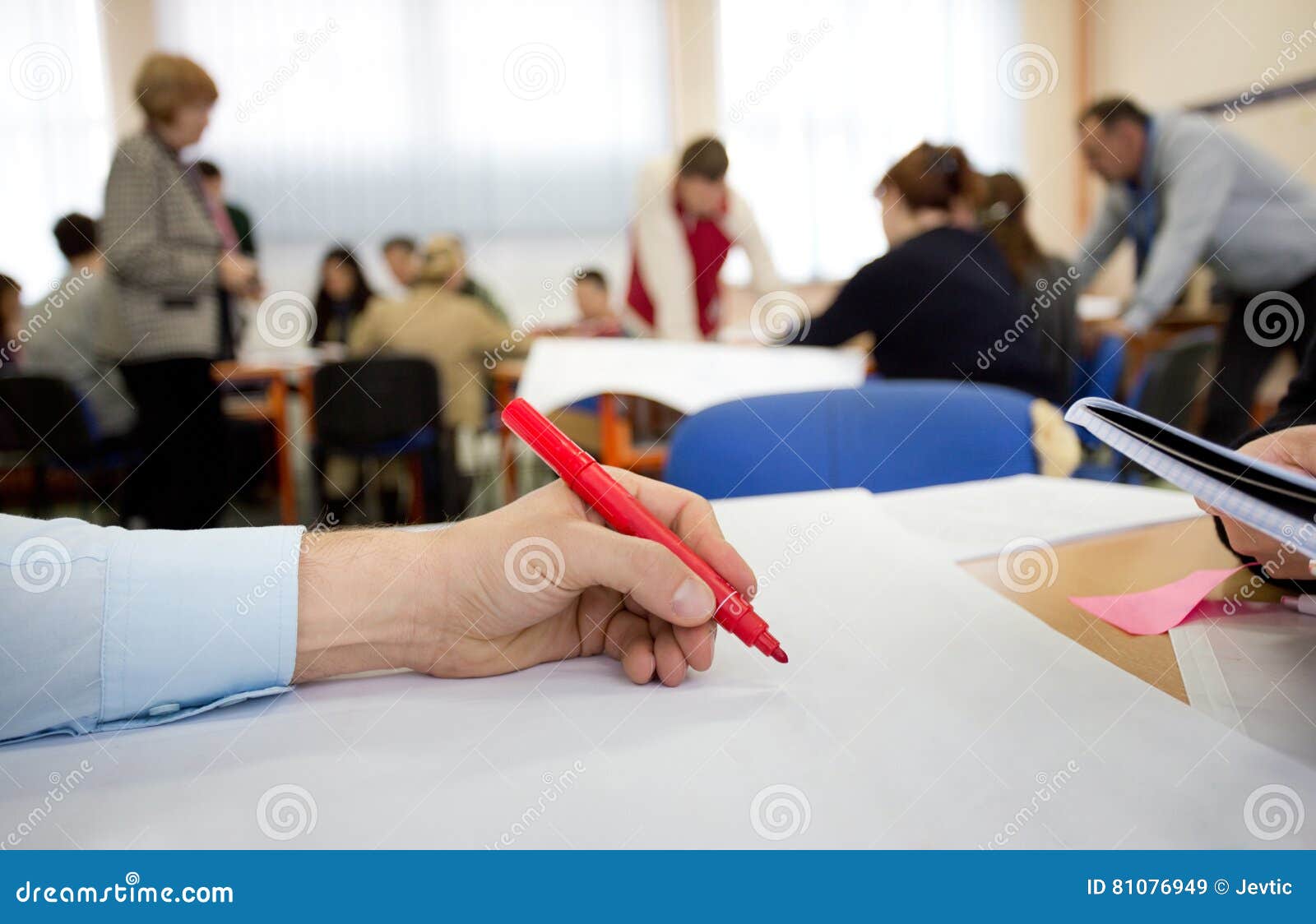 Writing on Paper during Workshop Stock Image - Image of people, manual ...
