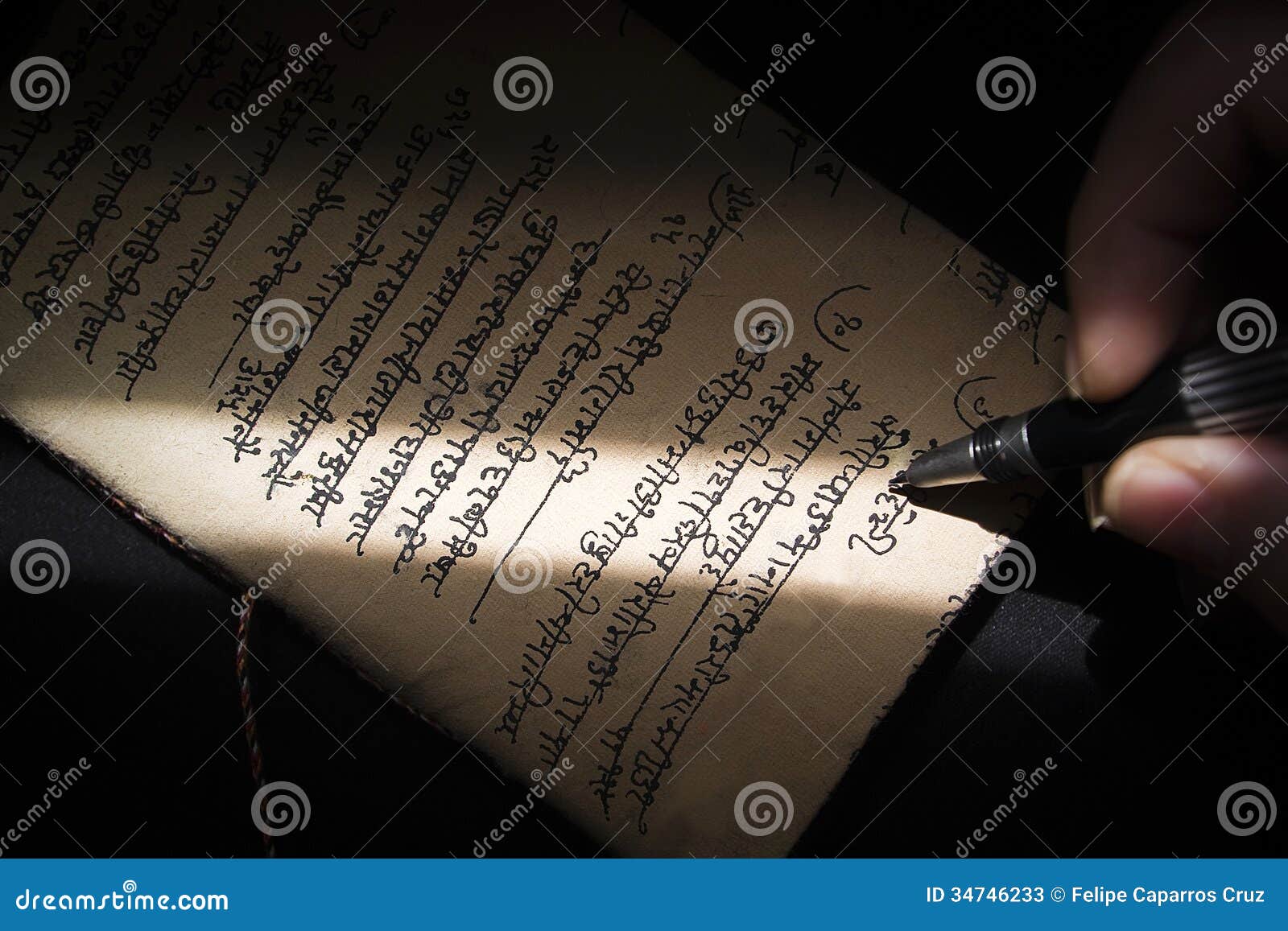 Writing with a Pen on a Papyrus Stock Image - Image of scroll, document ...