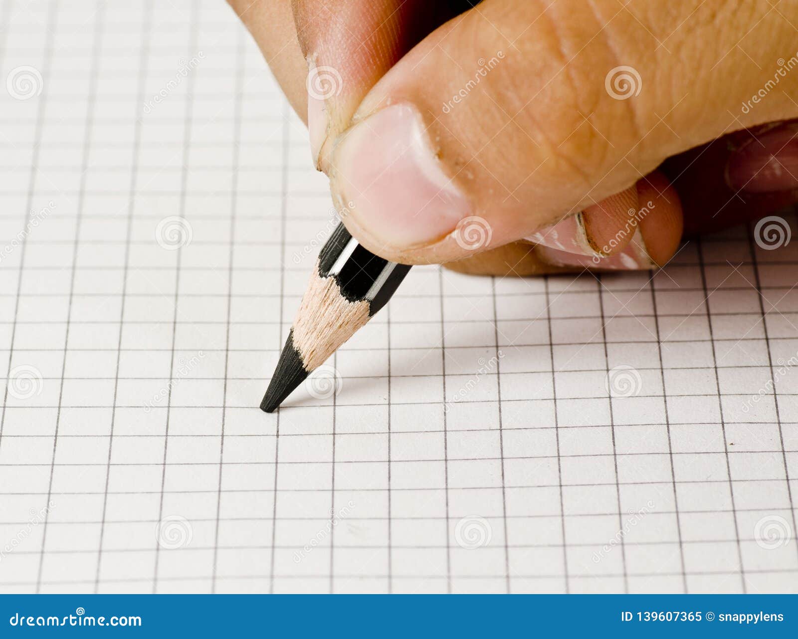 Writing with a Pencil on Paper Stock Image - Image of hand, blueprint ...