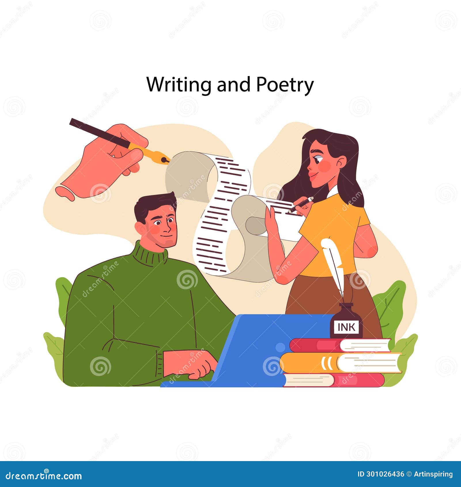 Poetry Flat Landing Page With Header, Banner Vector Template. Form Of ...