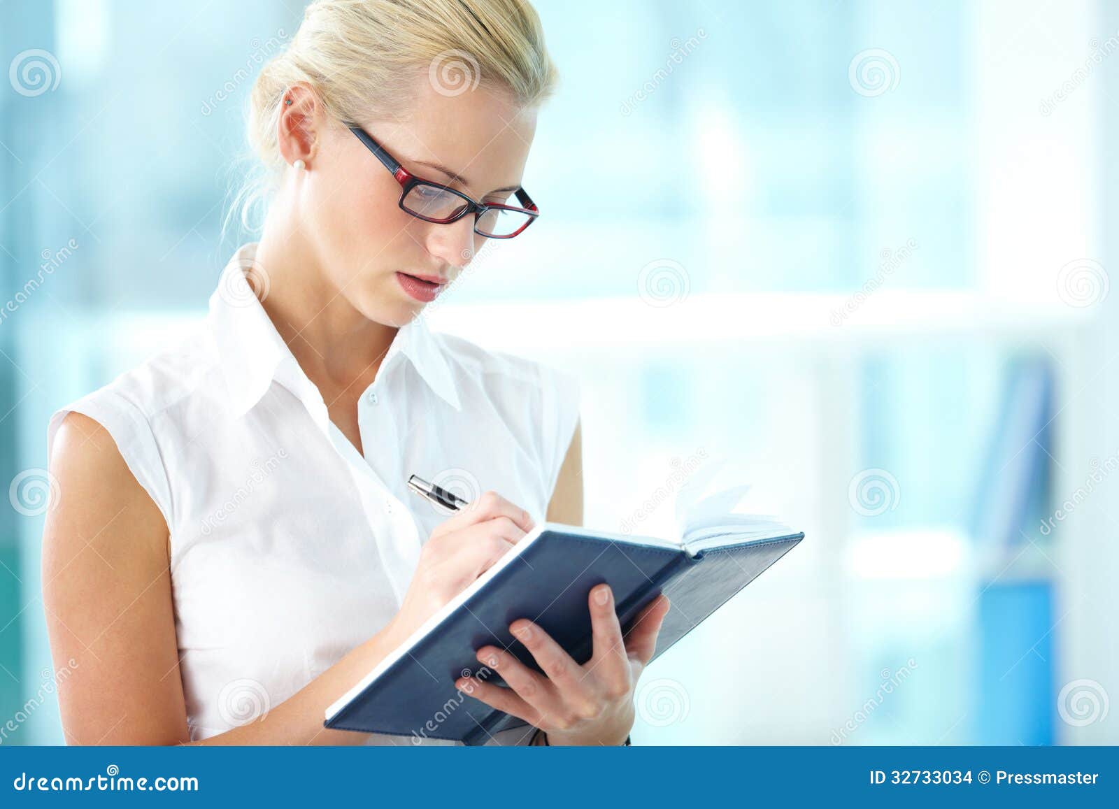 Writing stock photo. Image of girl, business, blonde - 32733034