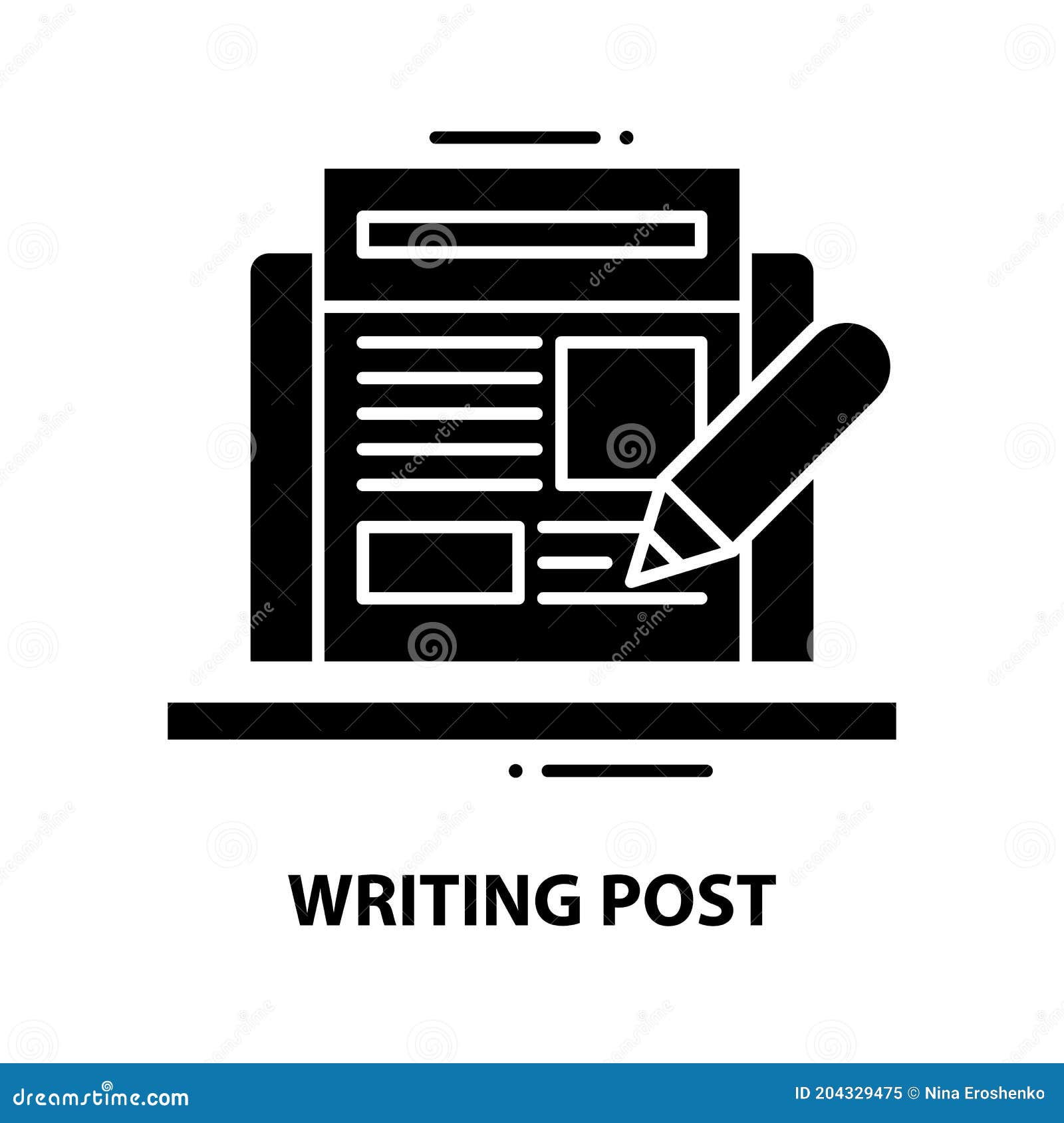 Writing Post Icon, Black Vector Sign with Editable Strokes, Concept ...