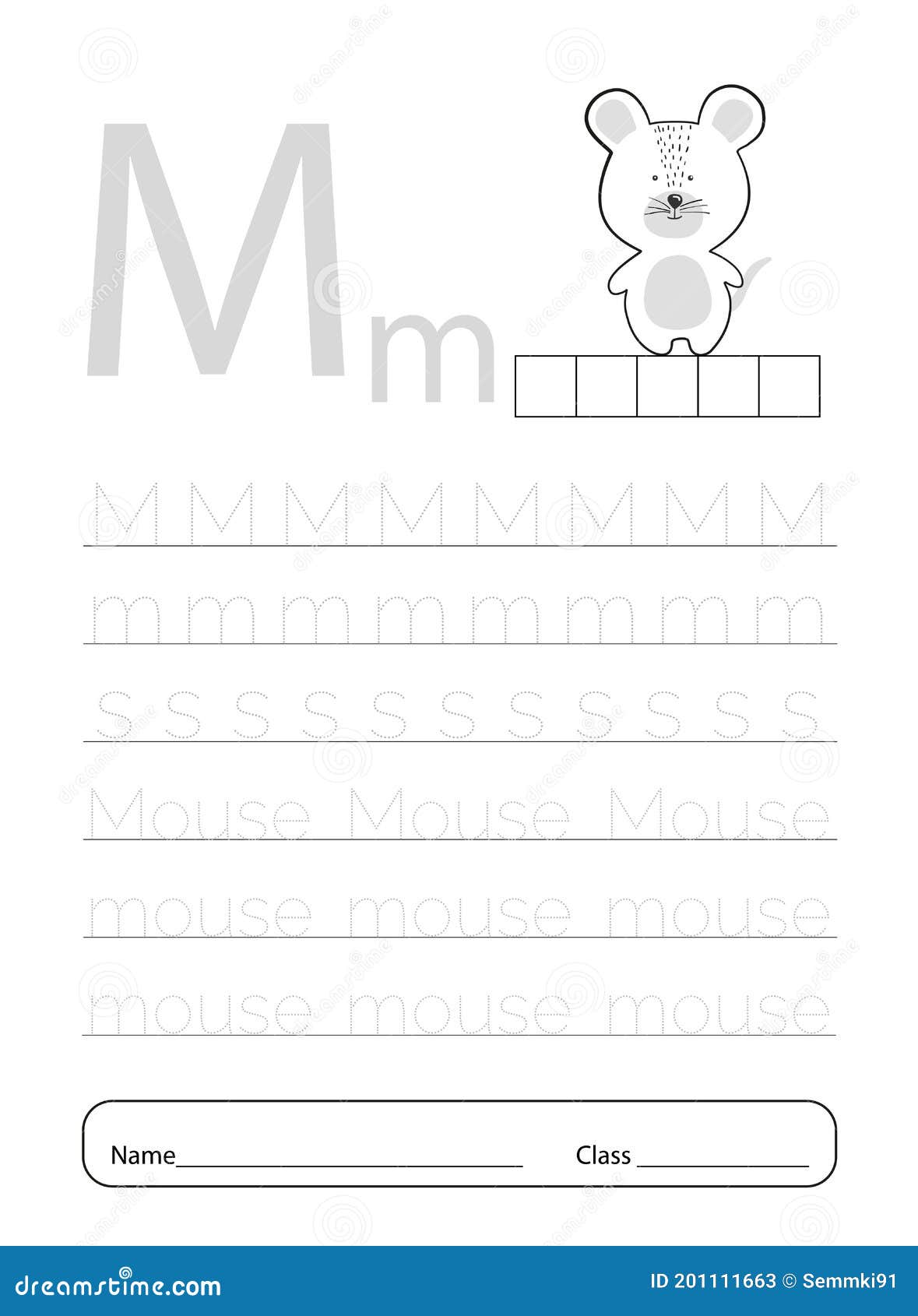 Writing Practice Letter M Printable Worksheet for Preschool.Exercises ...