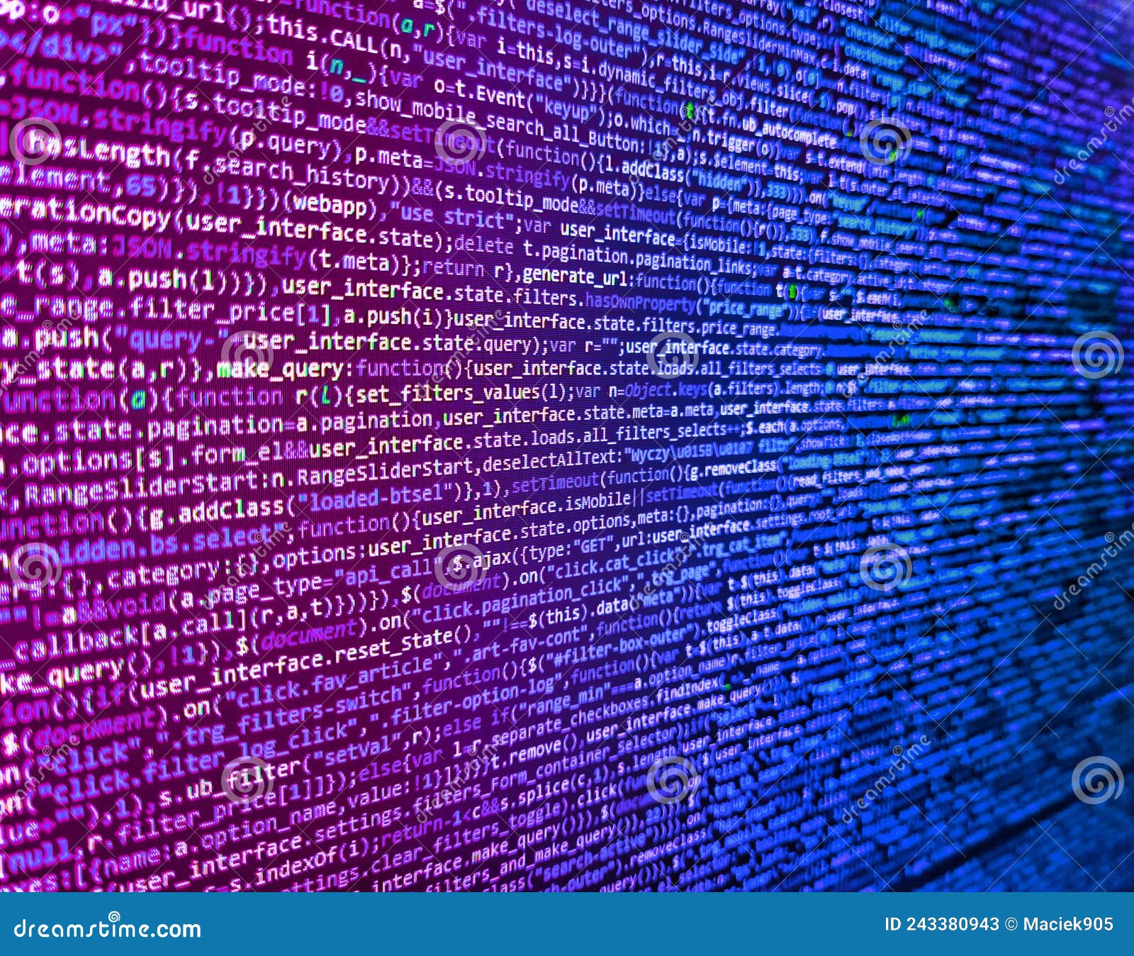 Writing Program Code On Computer Abstract Screen Of Web Developer Script Procedure Creating