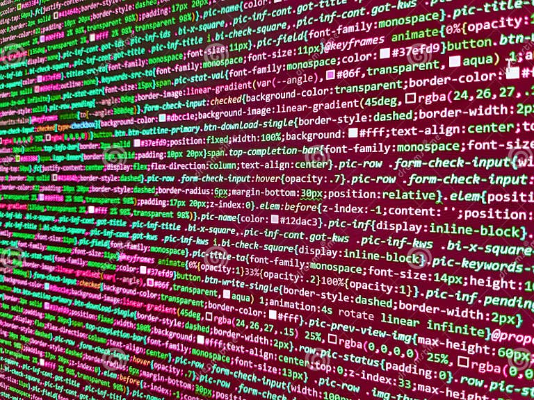 Writing Program Code on Computer. Developing Programming Binary Code. Fabric Tweed Texture ...