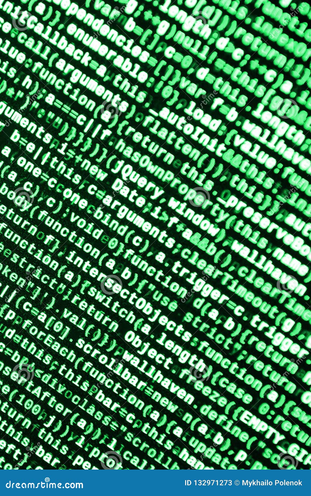 Writing Programming Code on Laptop. Digital Binary Data on Computer ...