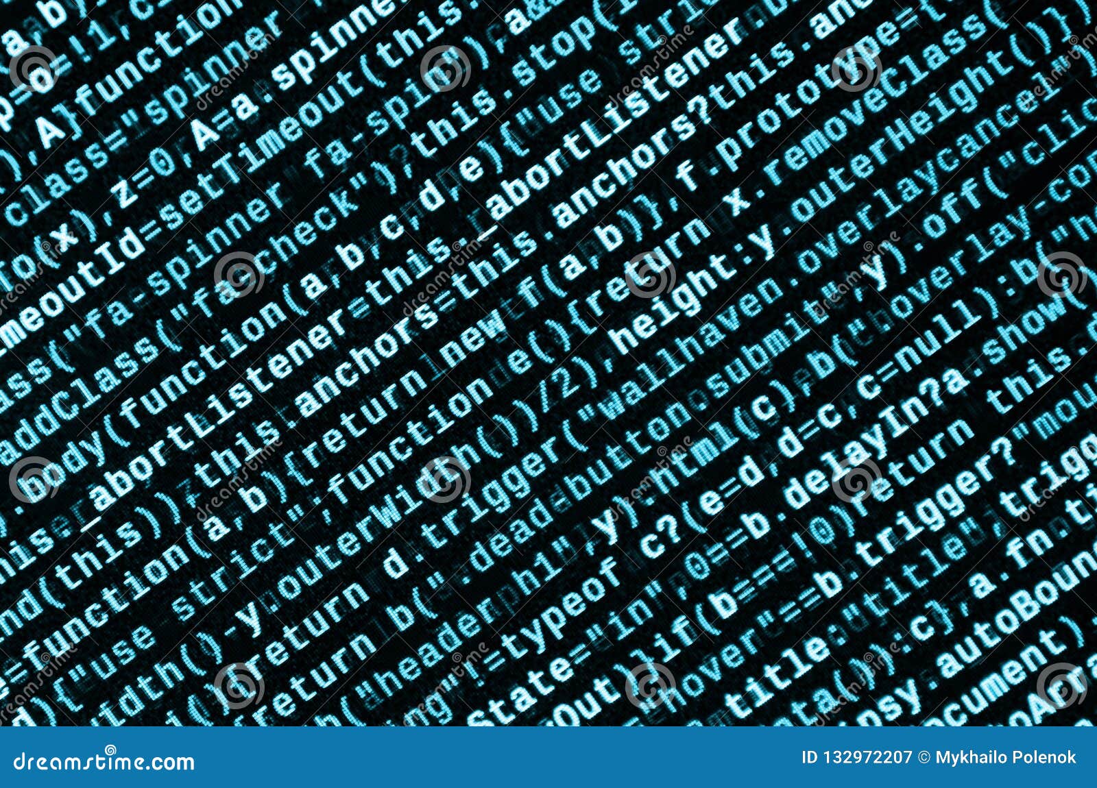 Writing Programming Code on Laptop. Digital Binary Data on Computer ...