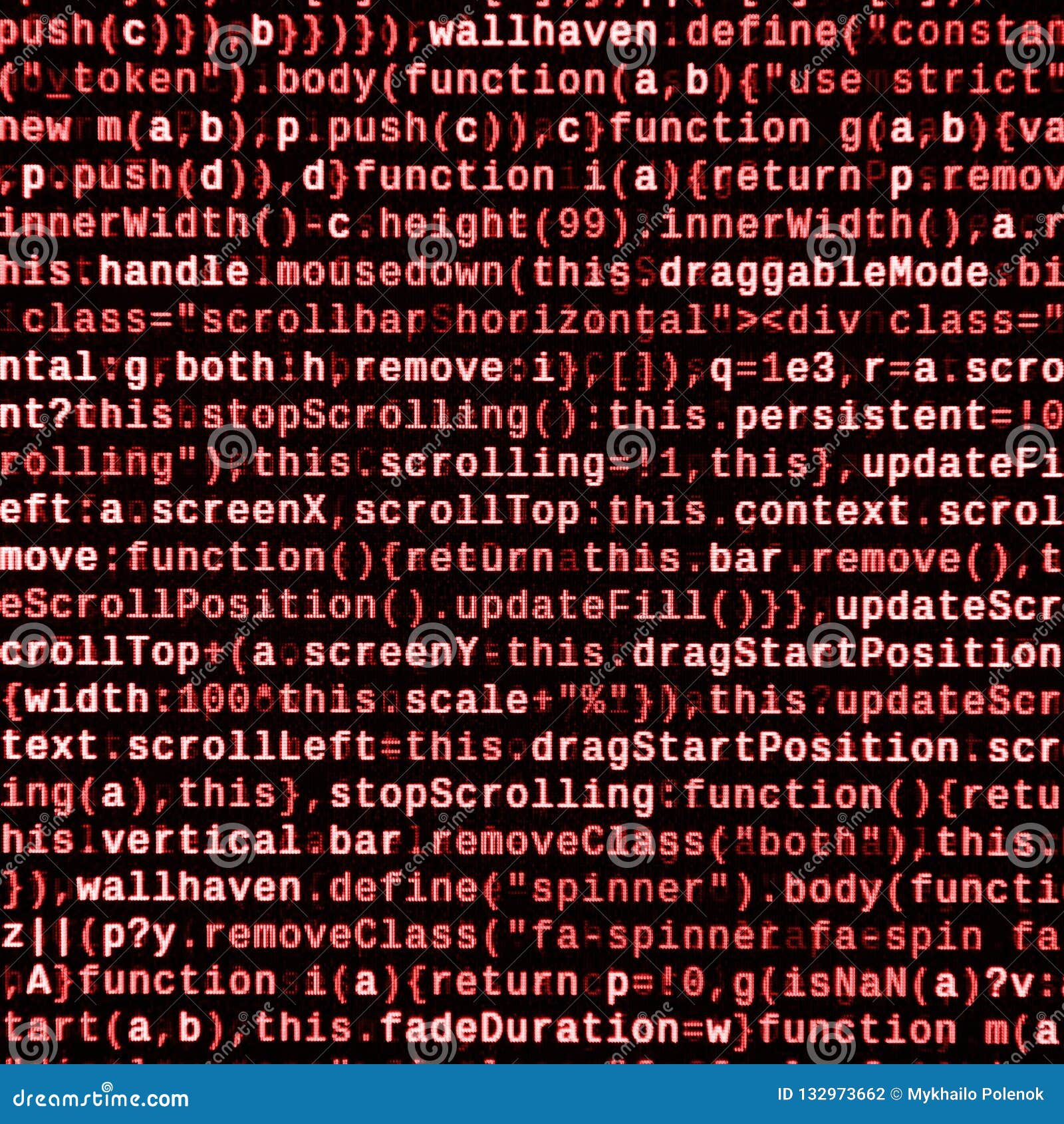 Writing Programming Code on Laptop. Digital Binary Data on Computer ...