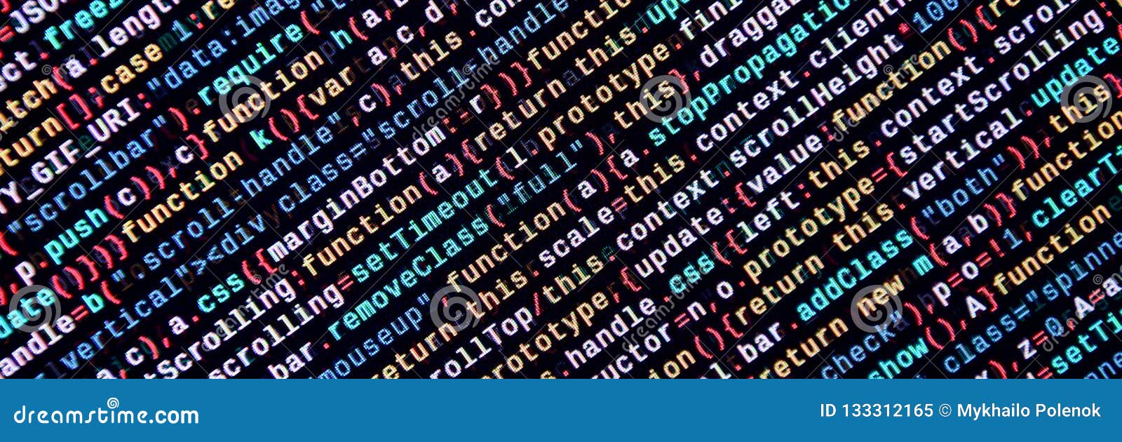 Writing Programming Code on Laptop. Digital Binary Data on Computer ...