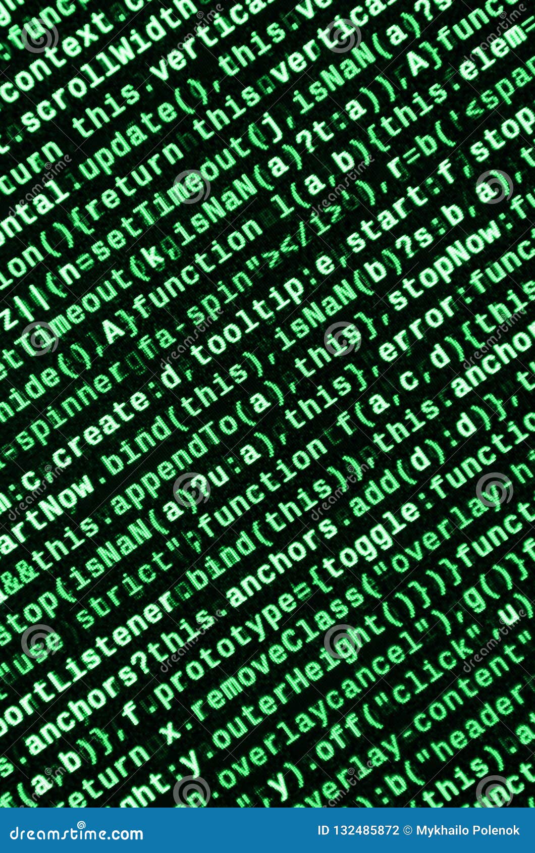 Writing Programming Code on Laptop. Digital Binary Data on Computer ...