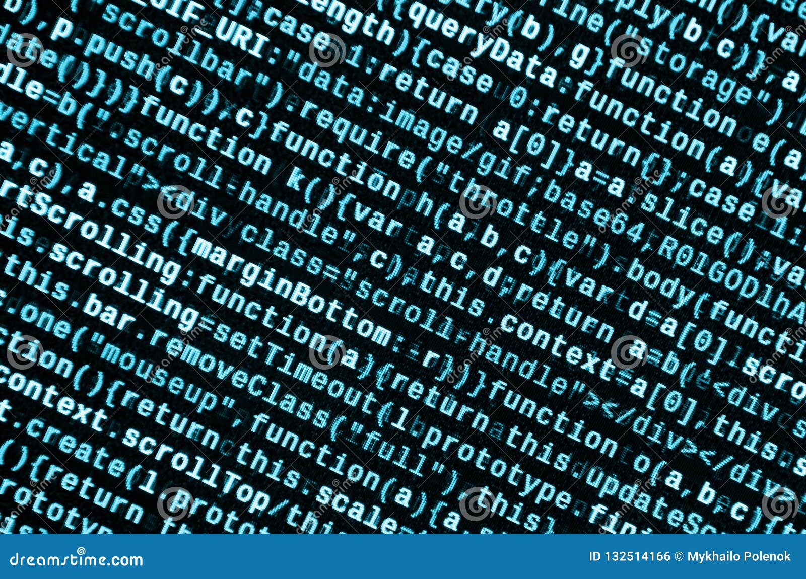 Writing Programming Code on Laptop. Digital Binary Data on Computer ...
