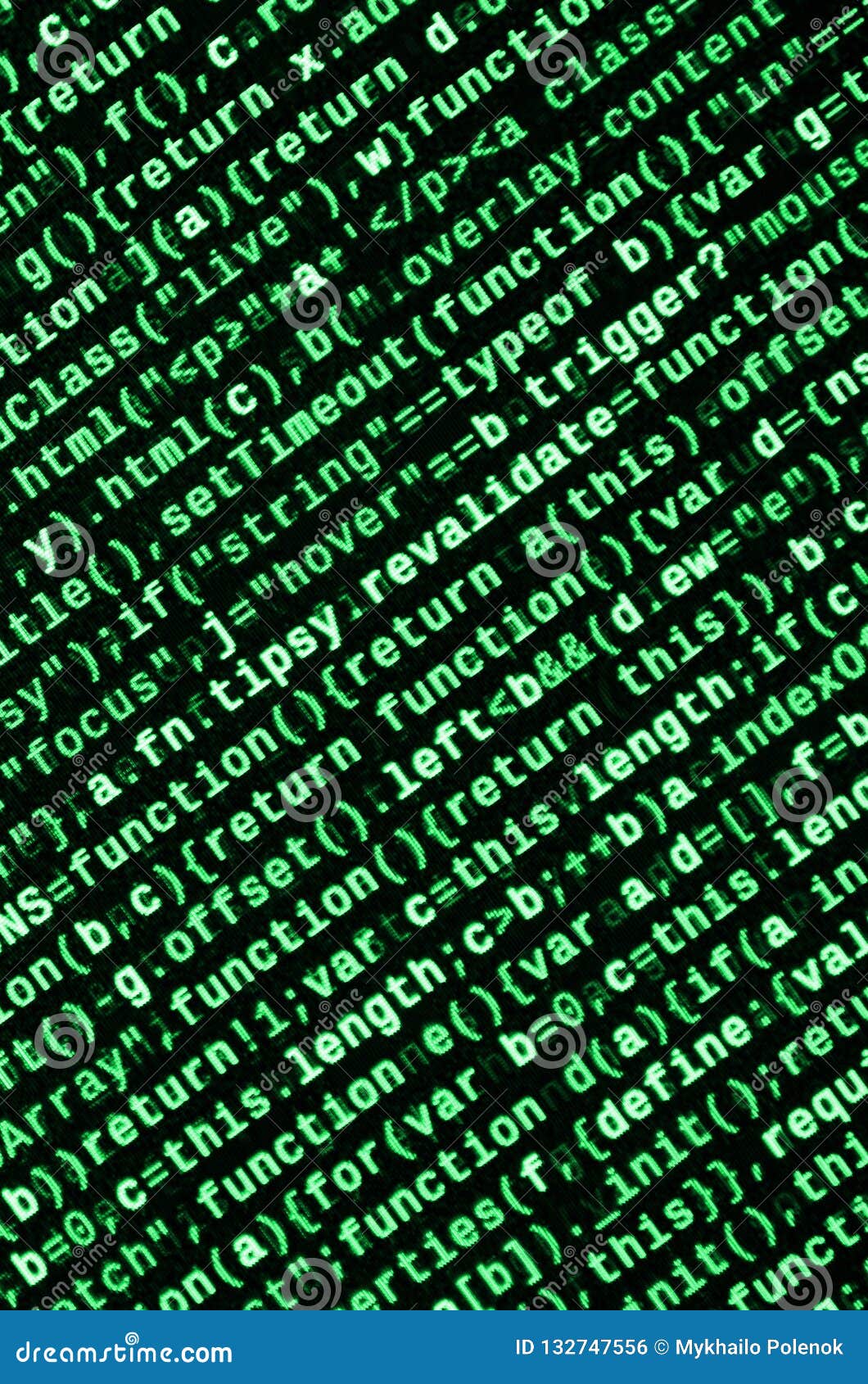 Writing Programming Code on Laptop. Digital Binary Data on Computer ...