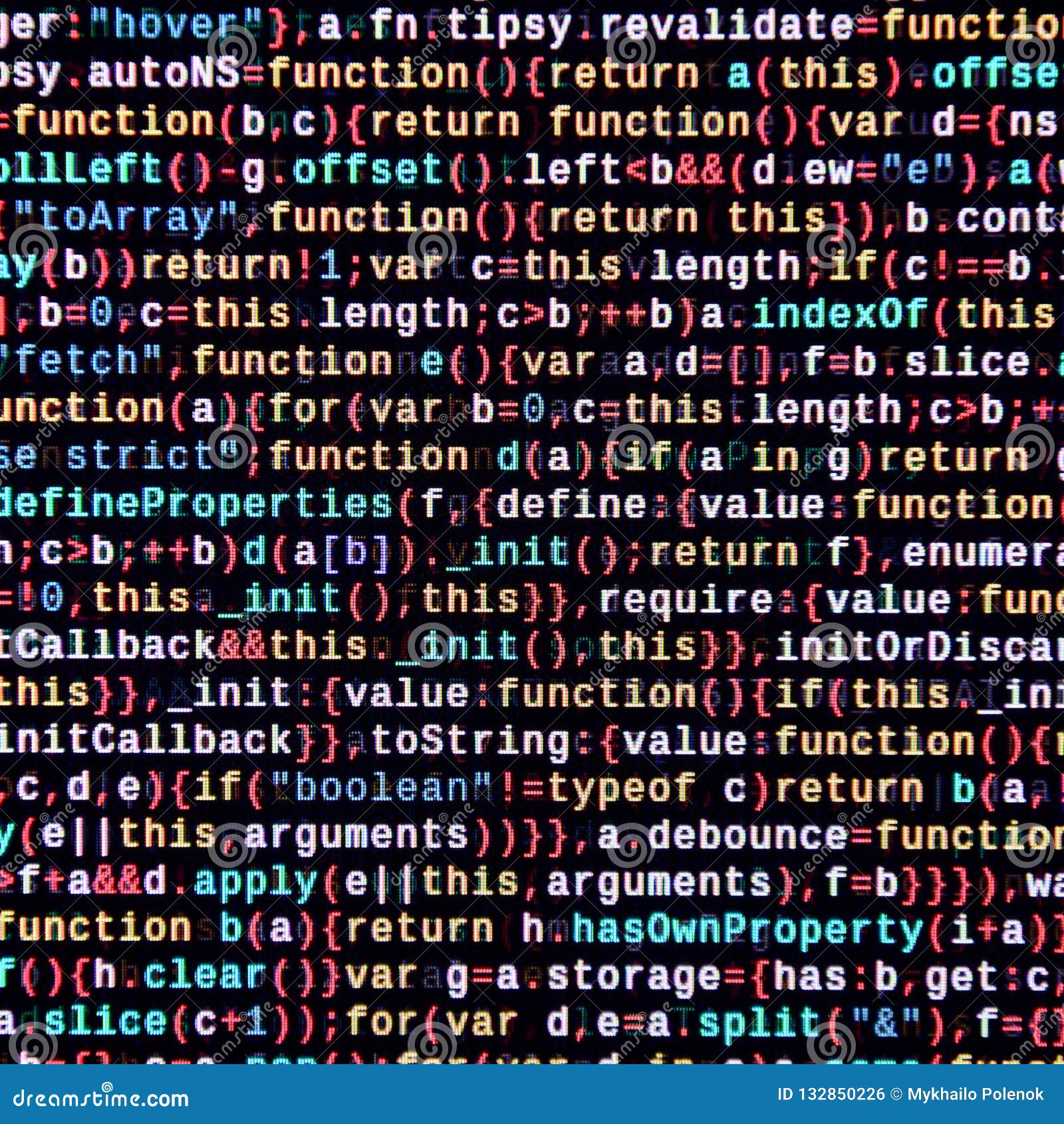 Writing Programming Code on Laptop. Digital Binary Data on Computer ...