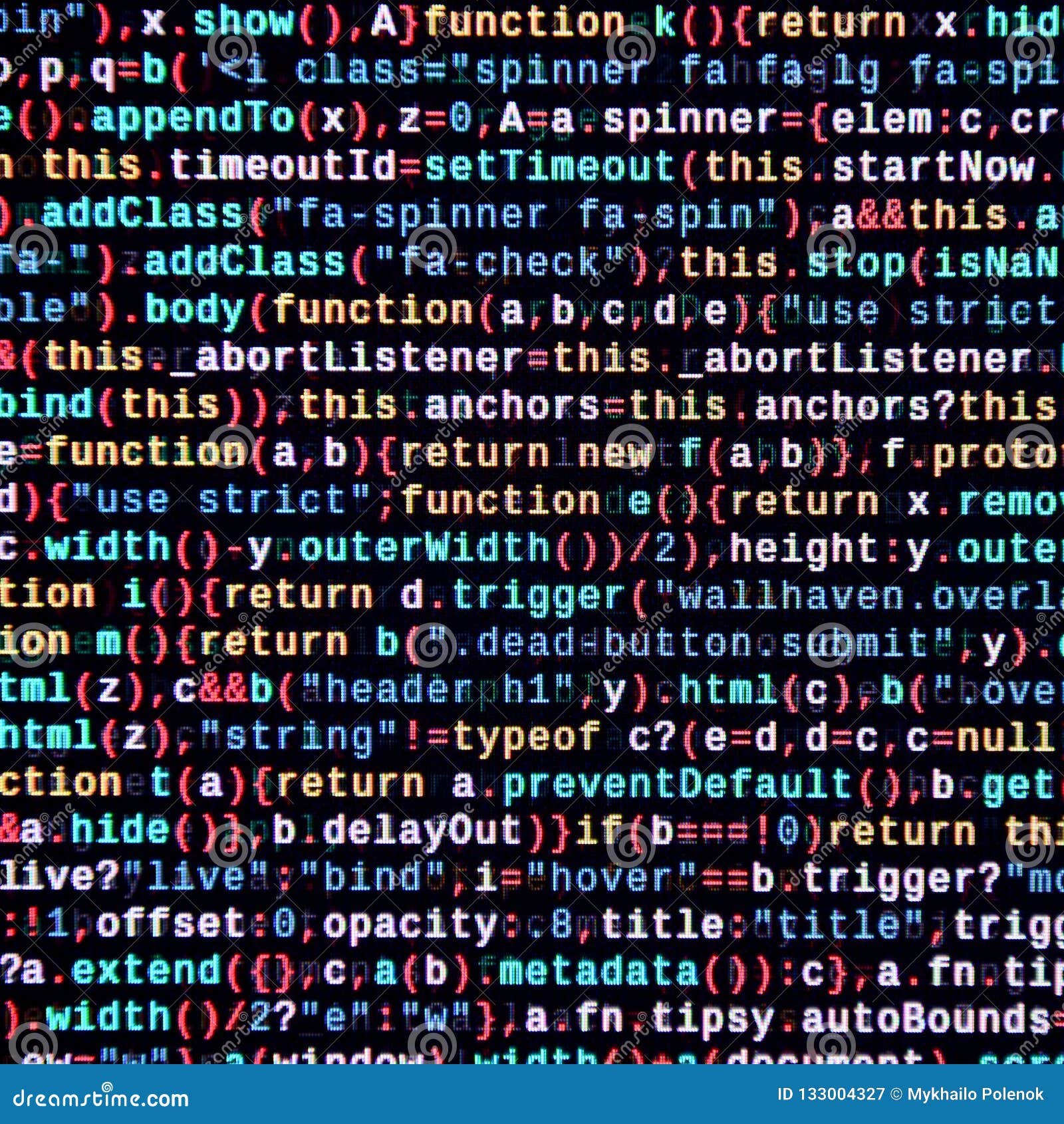 Writing Programming Code on Laptop. Digital Binary Data on Computer ...