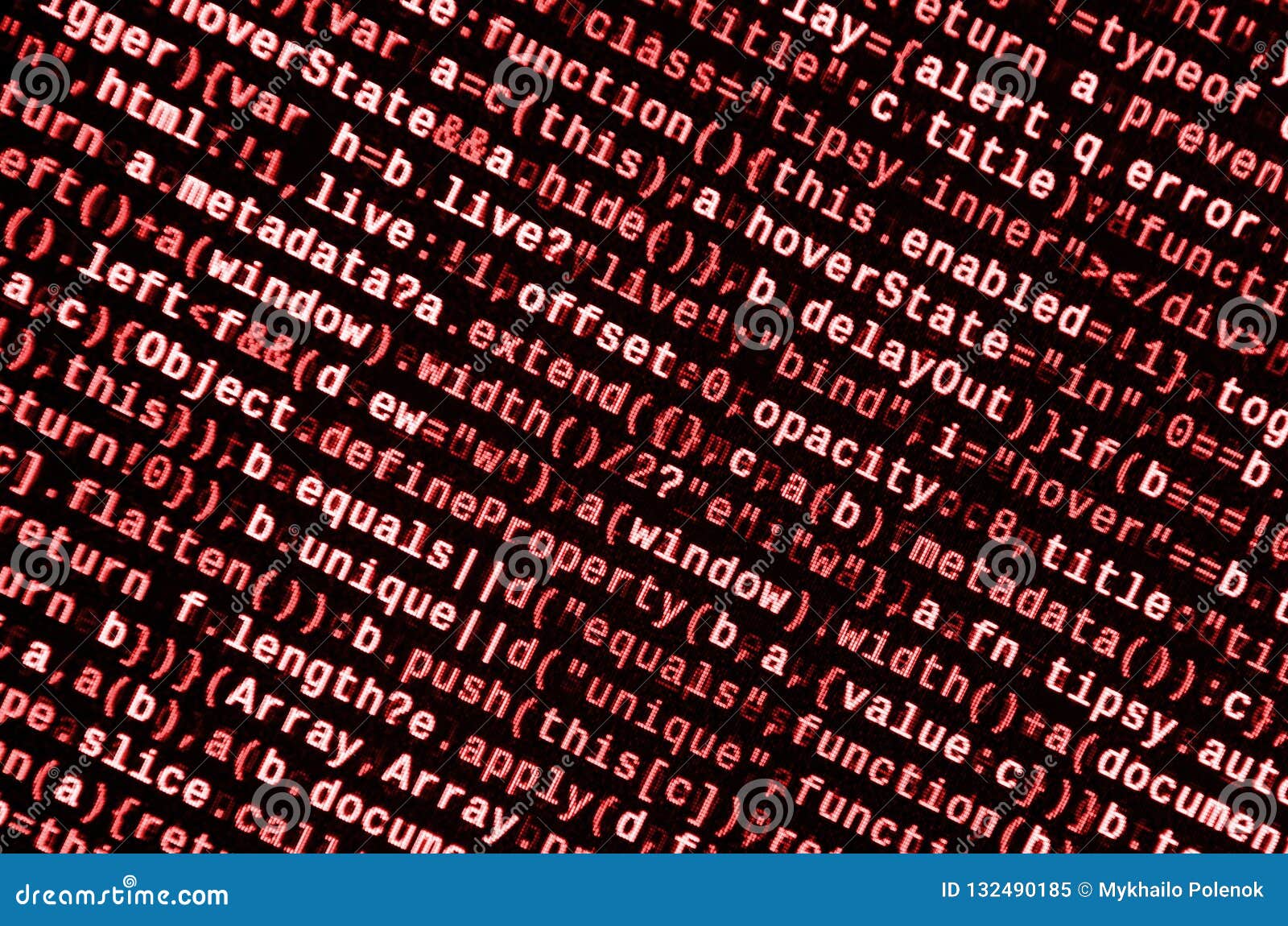 Writing Programming Code on Laptop. Digital Binary Data on Computer ...