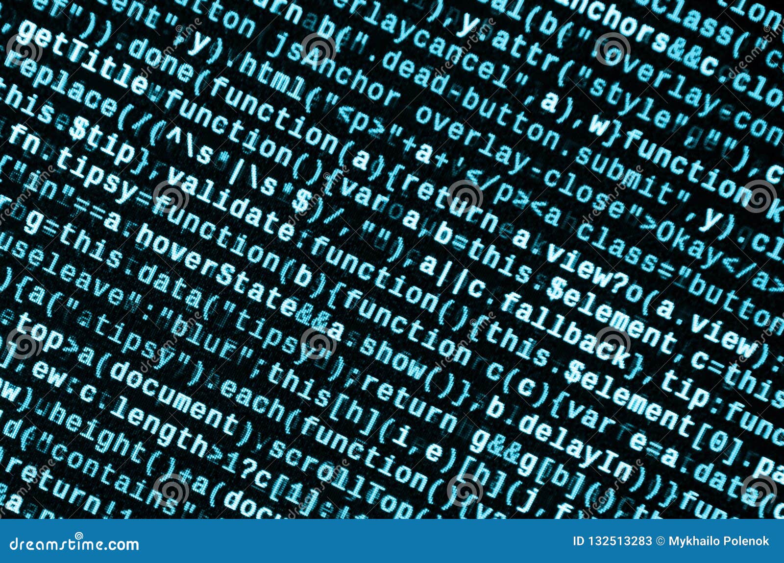 Writing Programming Code on Laptop. Digital Binary Data on Computer ...