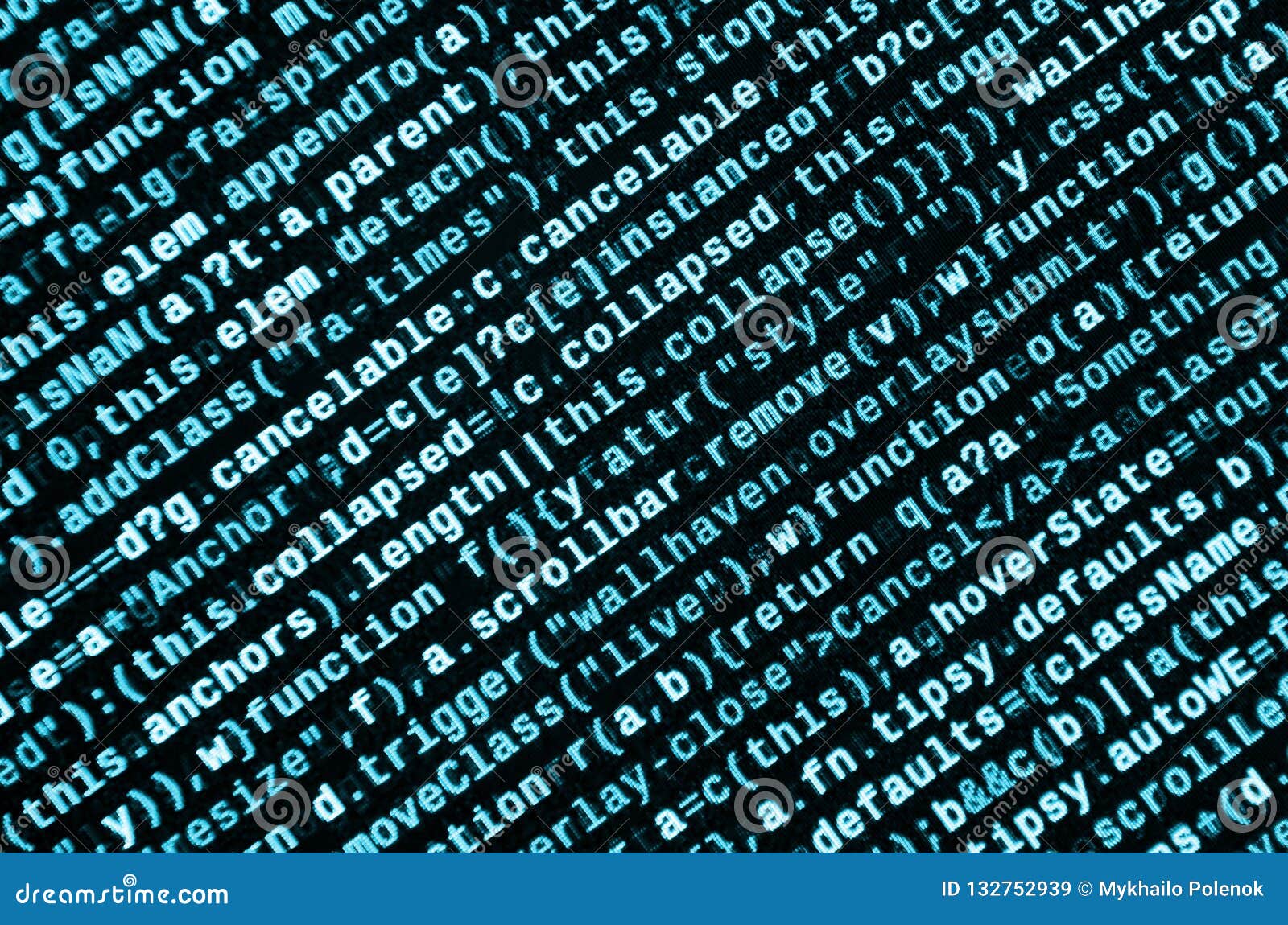 Writing Programming Code on Laptop. Digital Binary Data on Computer ...