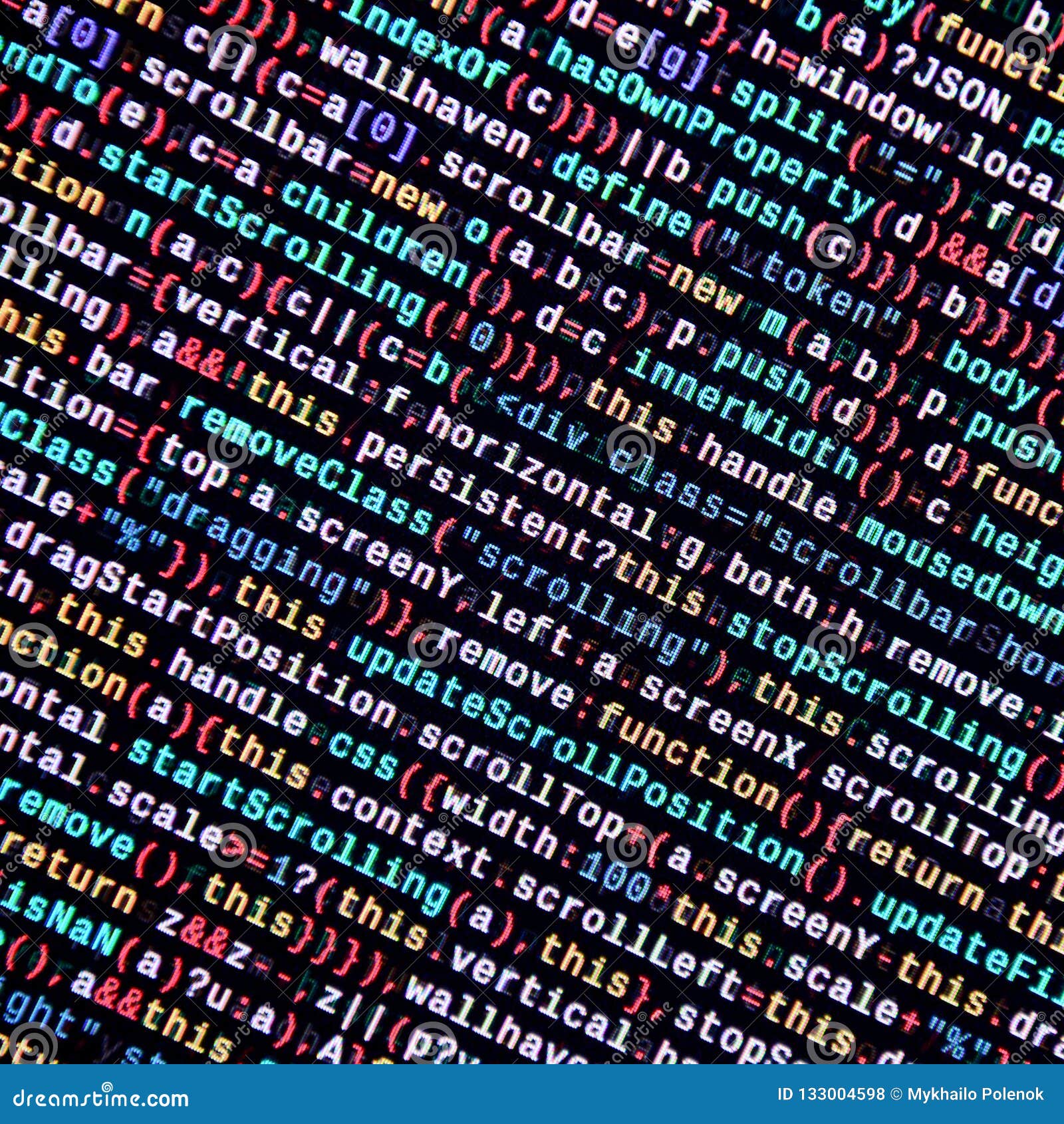 Writing Programming Code on Laptop. Digital Binary Data on Computer ...