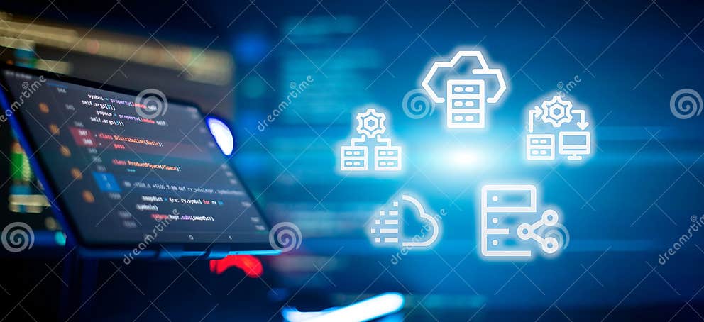 Writing Programming Code on Laptop. Software Source Code. Programming ...