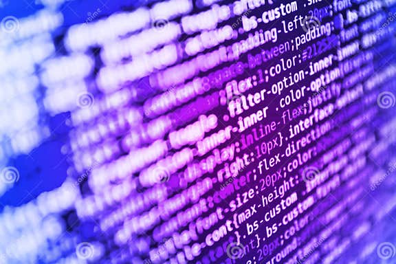 Writing Programming Functions on Laptop. Blurred Screen with Selective ...