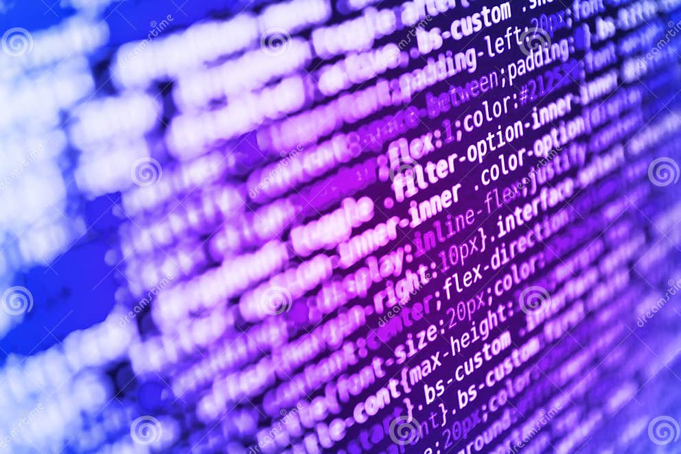 Writing Programming Functions on Laptop. Blurred Screen with Selective ...