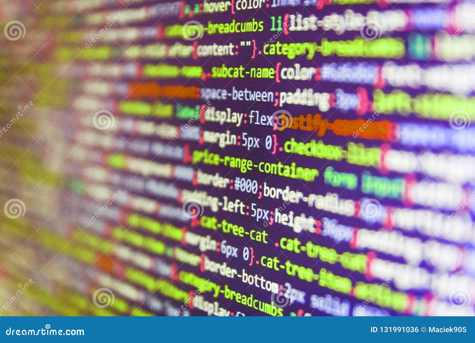 It Coding On Monitor Screen Html Markup Language Closeup Programming Code Close Up Of Script