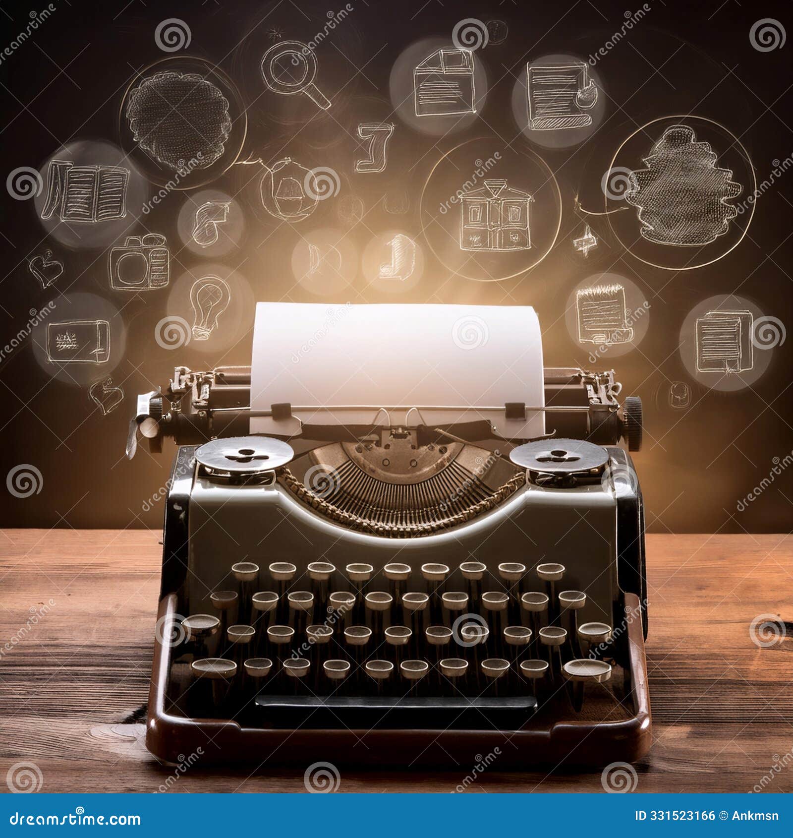 Writing and Publishing an Article, Featuring Elements Like a Typewriter ...