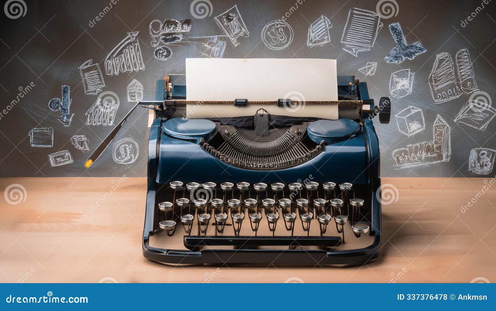 Writing and Publishing an Article, Featuring Elements Like a Typewriter ...