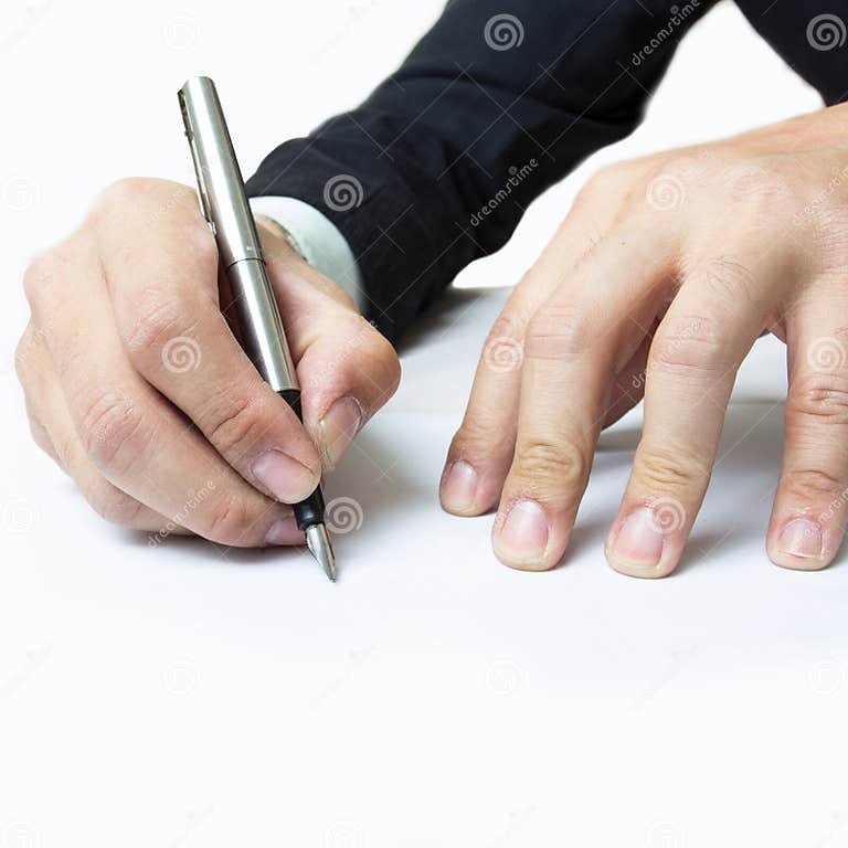 Writing with right hand stock image. Image of signing - 31082655
