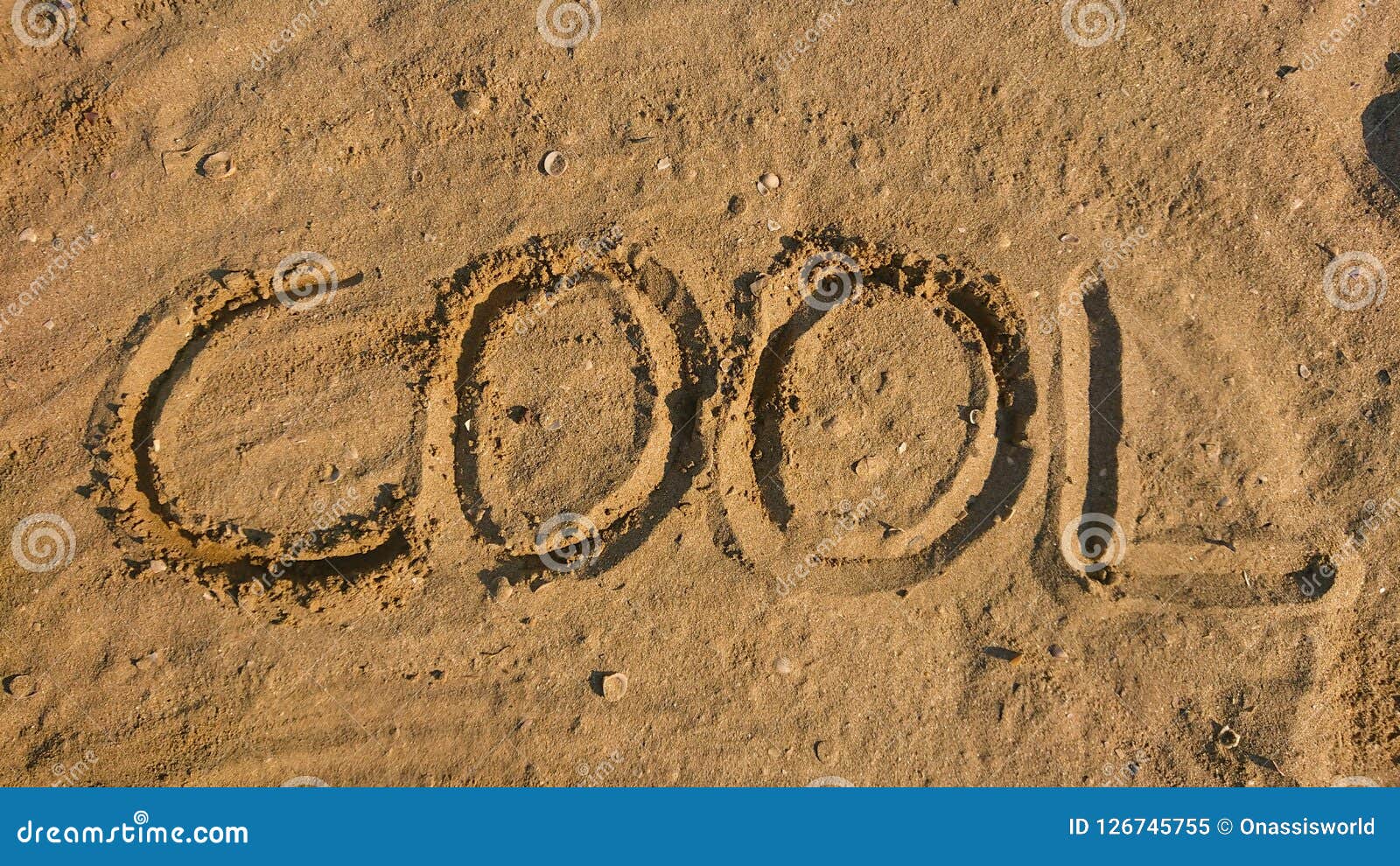 Writing on sand stock image. Image of word, sand, cool - 126745755