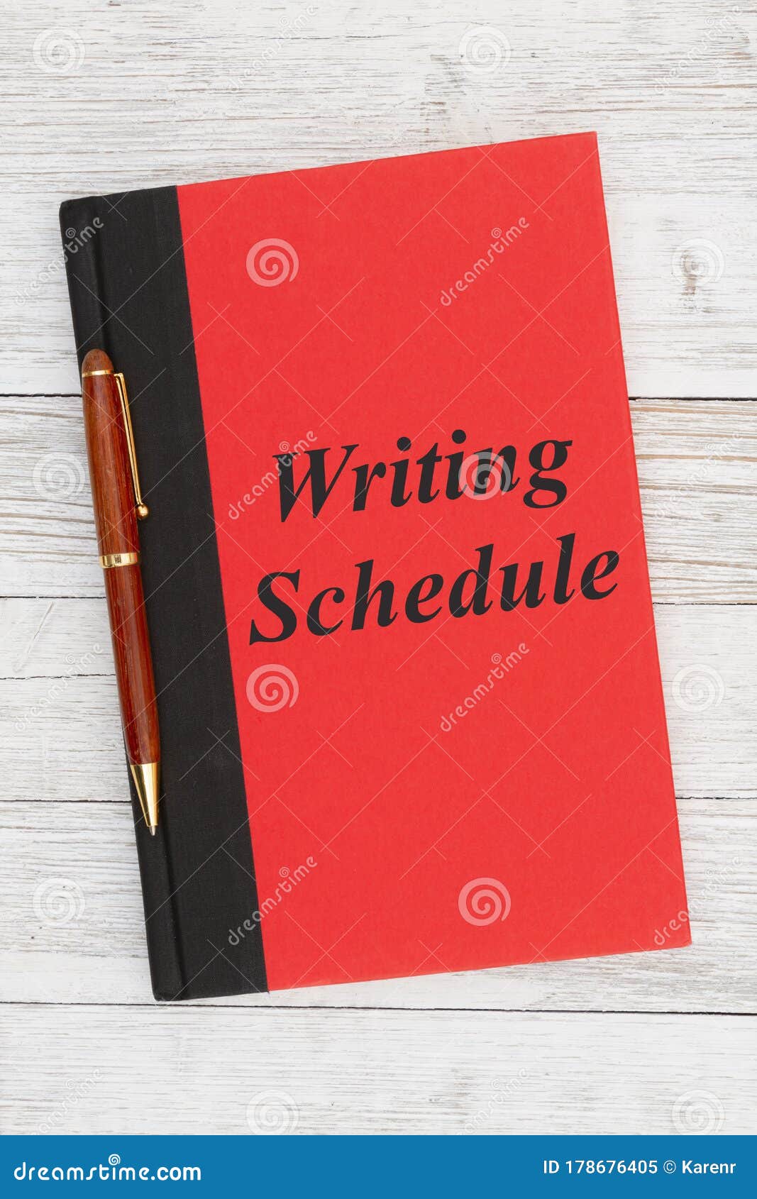 Writing Schedule Message on a Red Book with Pen Stock Image - Image of ...