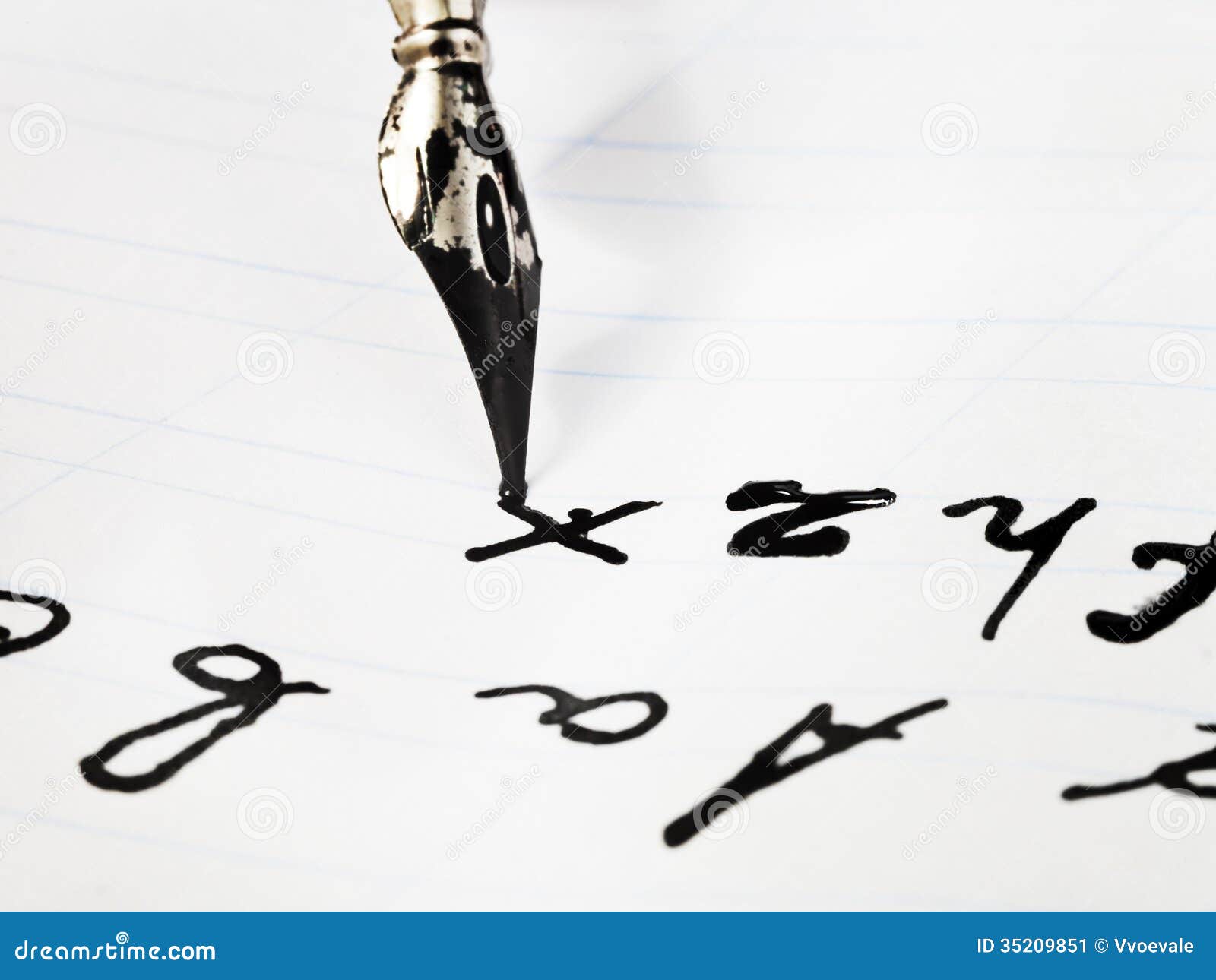 Writing of Set of Letters by Black Ink Nib Stock Image - Image of ...