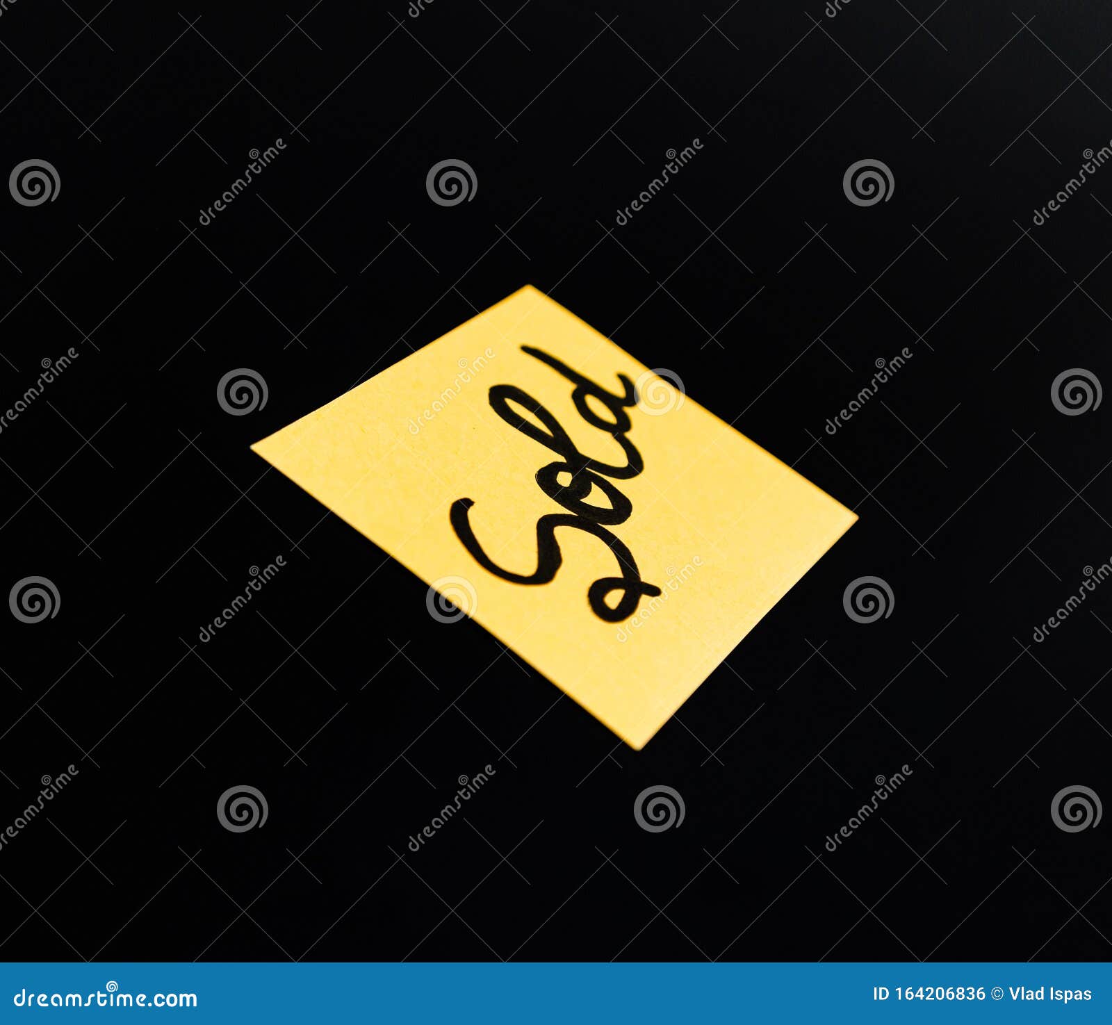 Writing Sold on Paper. Sold on Colorful Sticky Note Stock Photo - Image ...