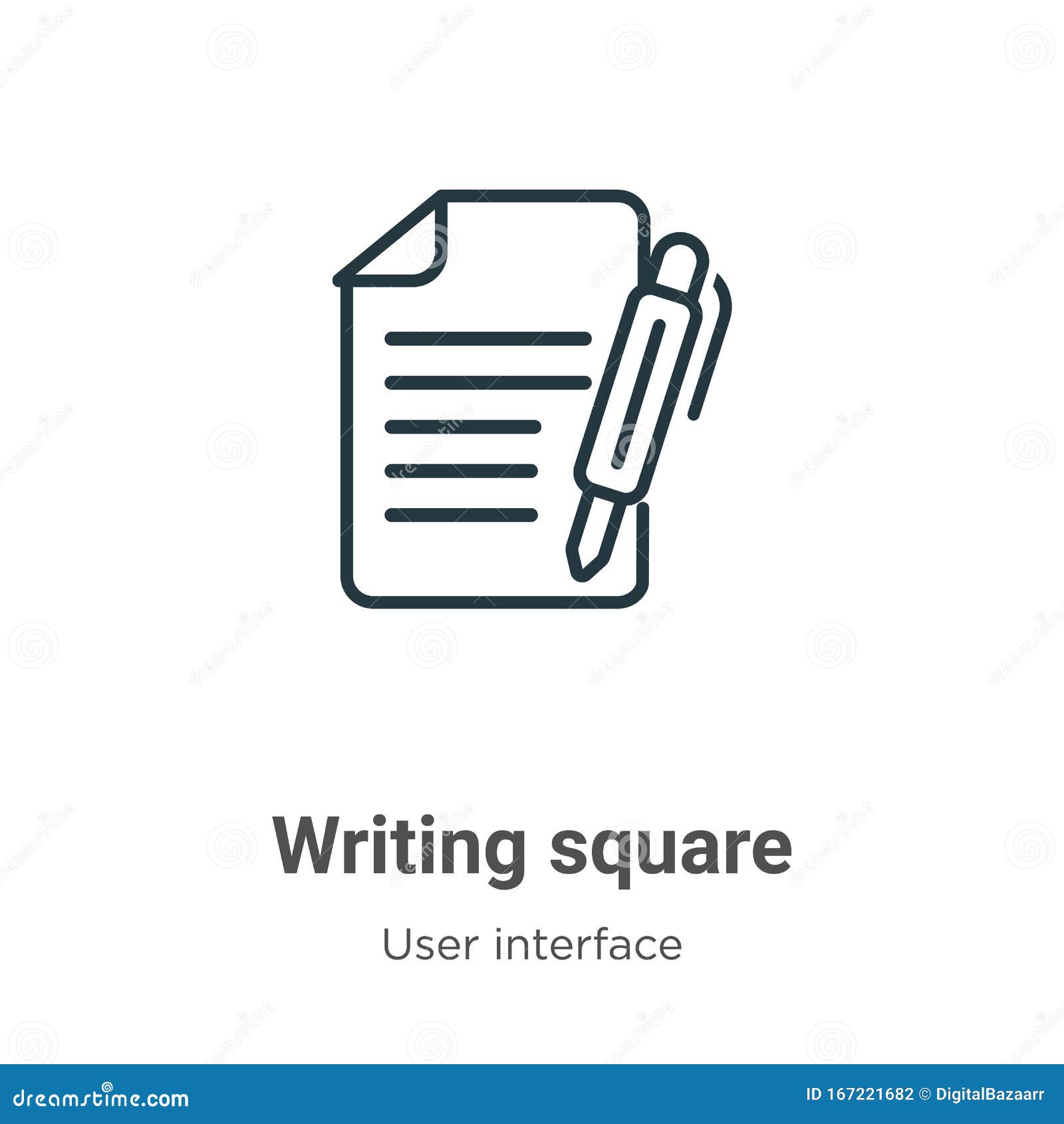 Writing Square Outline Vector Icon. Thin Line Black Writing Square Icon ...