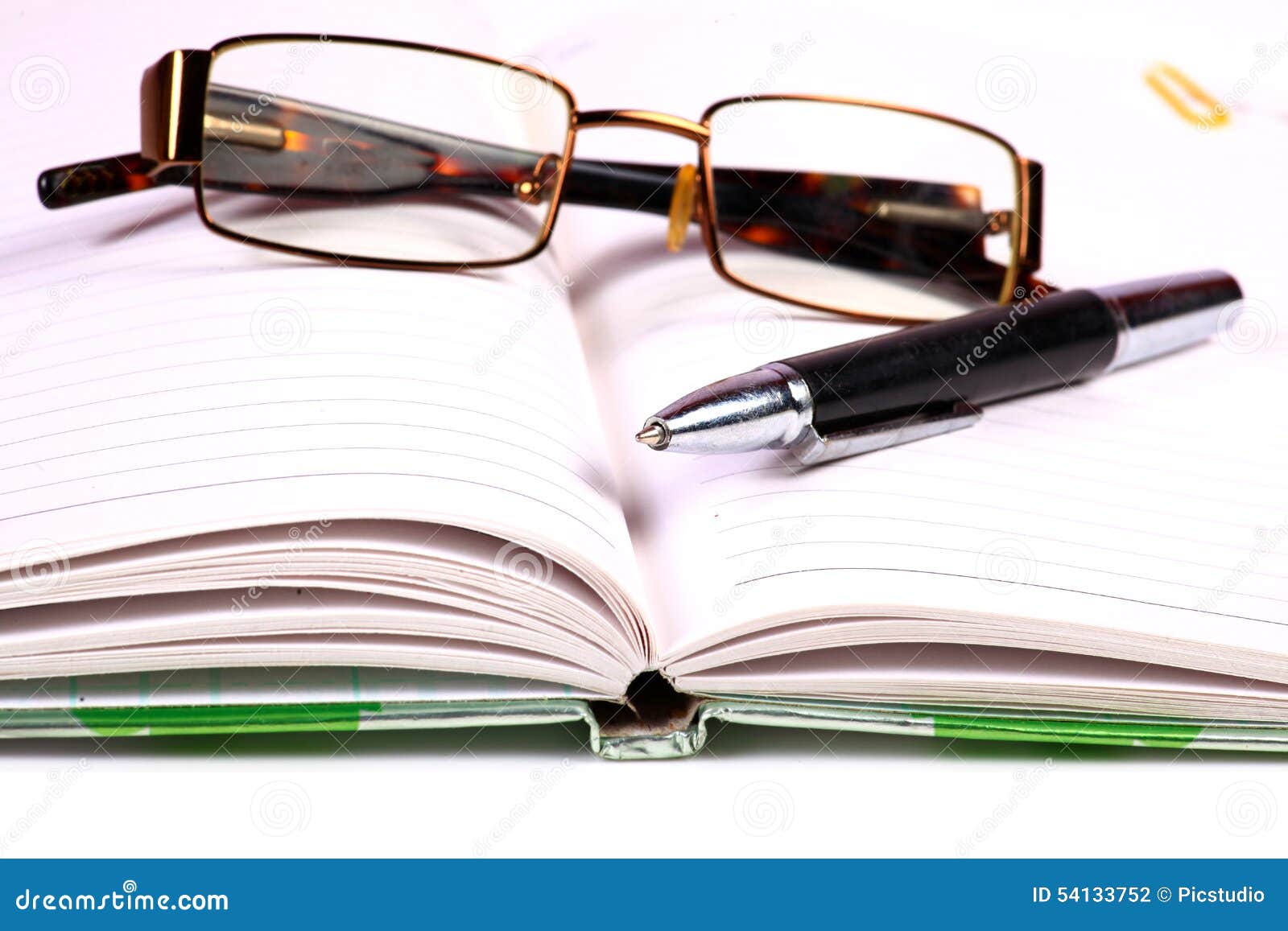 Writing time stock photo. Image of clip, glasses, diary - 54133752