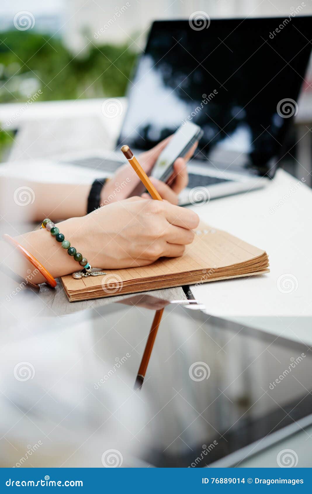 Writing timetable stock photo. Image of woman, park, writing - 76889014