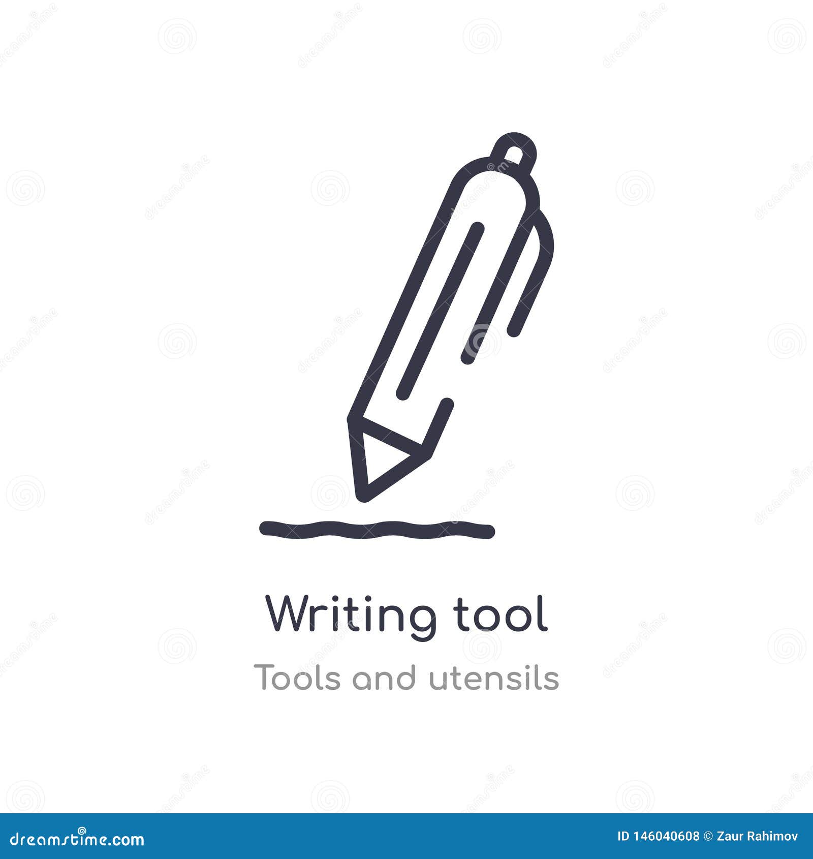 Writing Tool Outline Icon. Isolated Line Vector Illustration from Tools ...