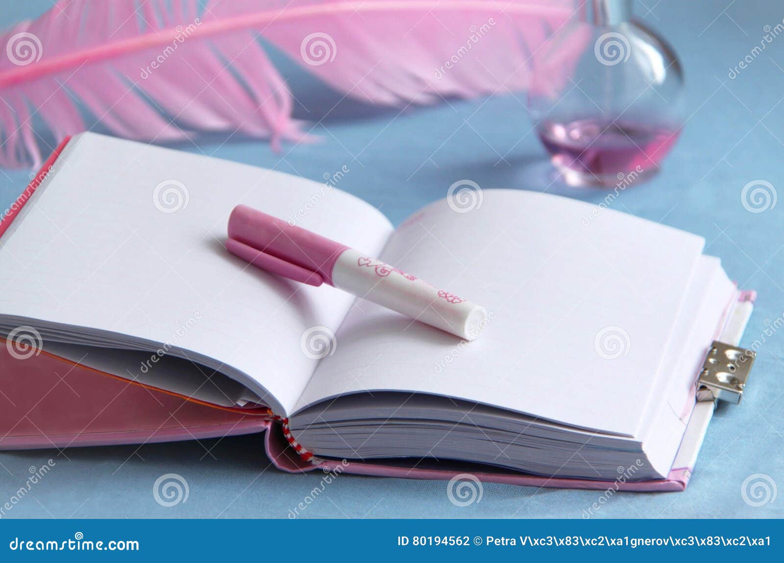Writing Tools. Diary, Pen, Quill and Perfume. Stock Photo - Image of ...