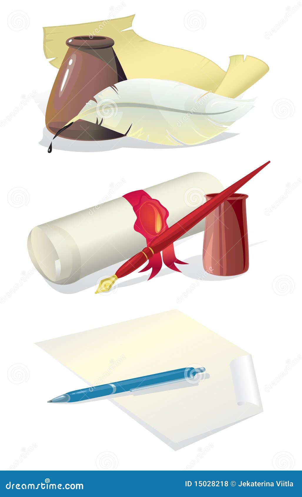 Writing tools evolution stock vector. Illustration of diploma - 15028218